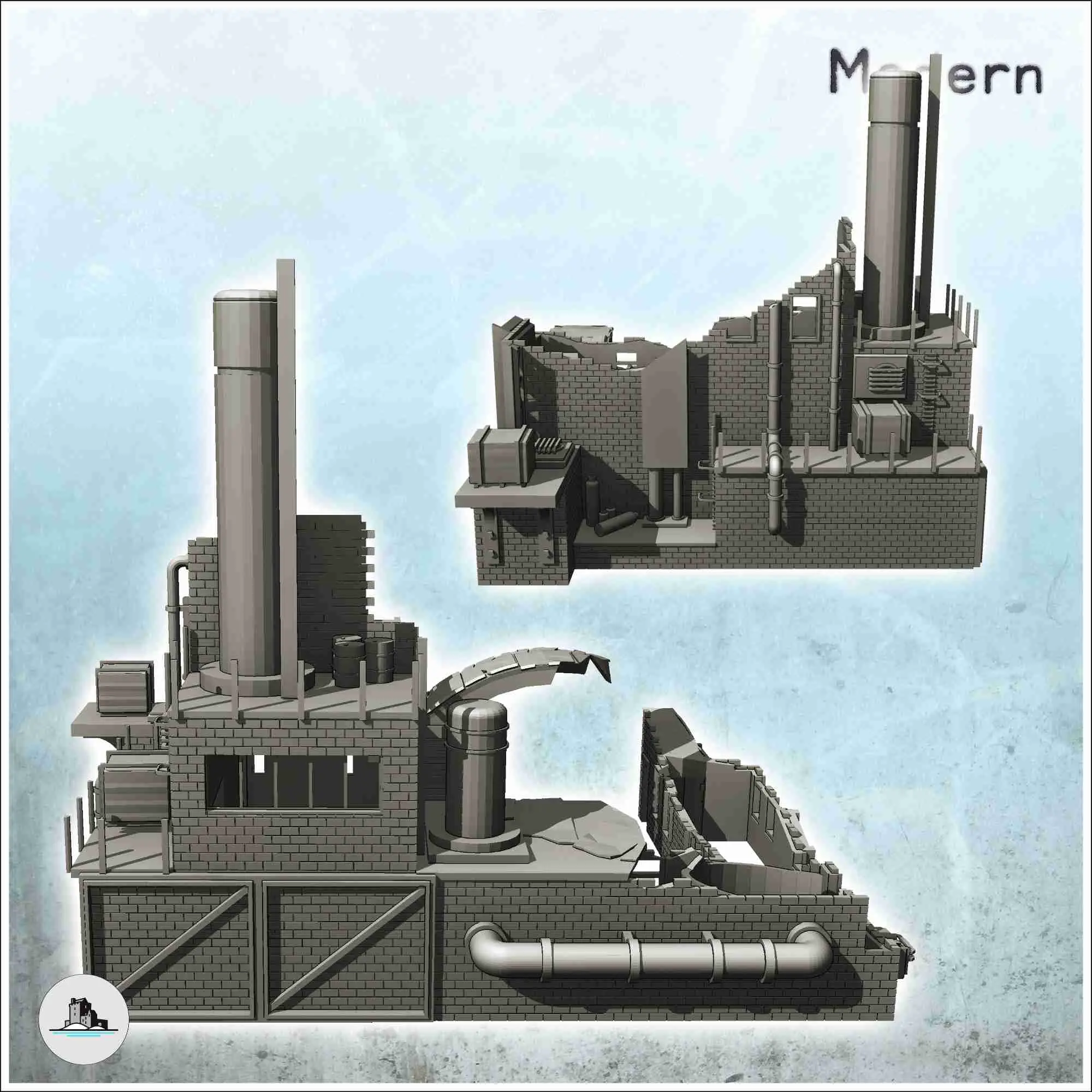 Industrial Design & Prototypes STL Download - Modern brick factory with ...