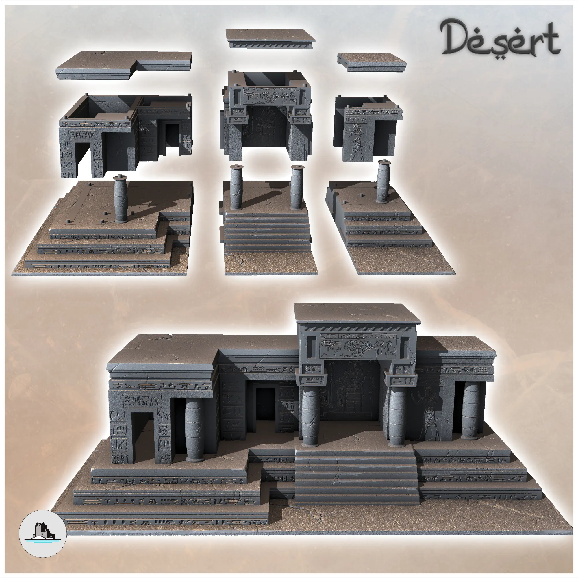 Other STL Download - Desert building with wide access staircase and ...