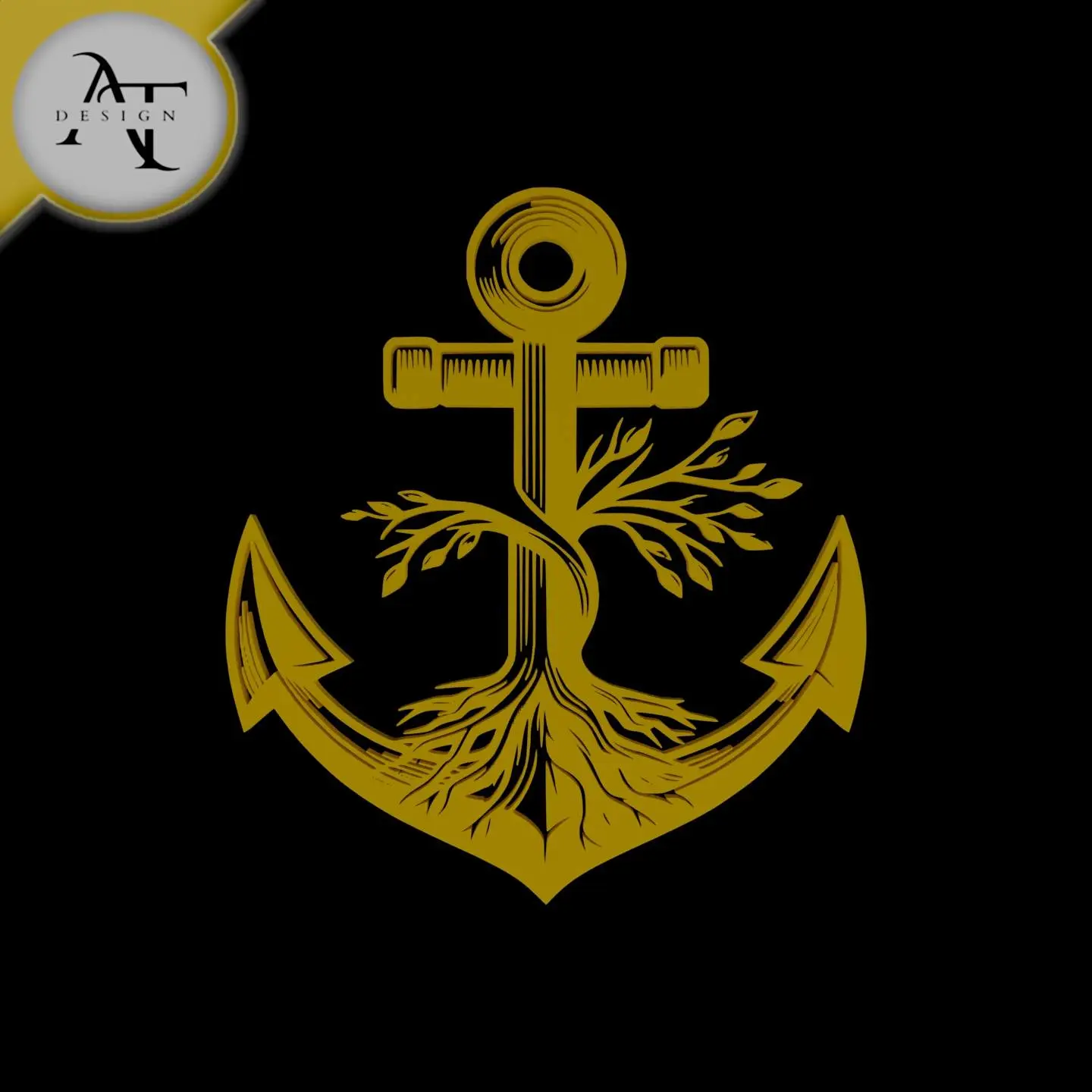 Home Decorations & Ornaments STL Download - Anchor with tree ...