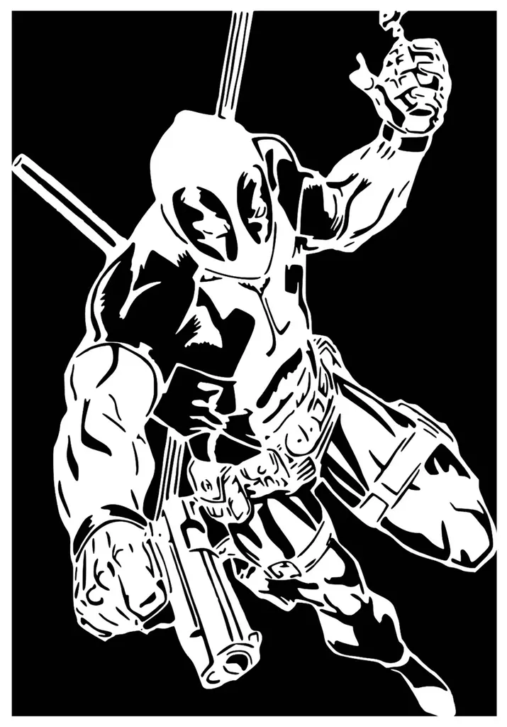 Free Characters & Creatures STL Download - Deadpool stencil 21by SMT_M 🦊
