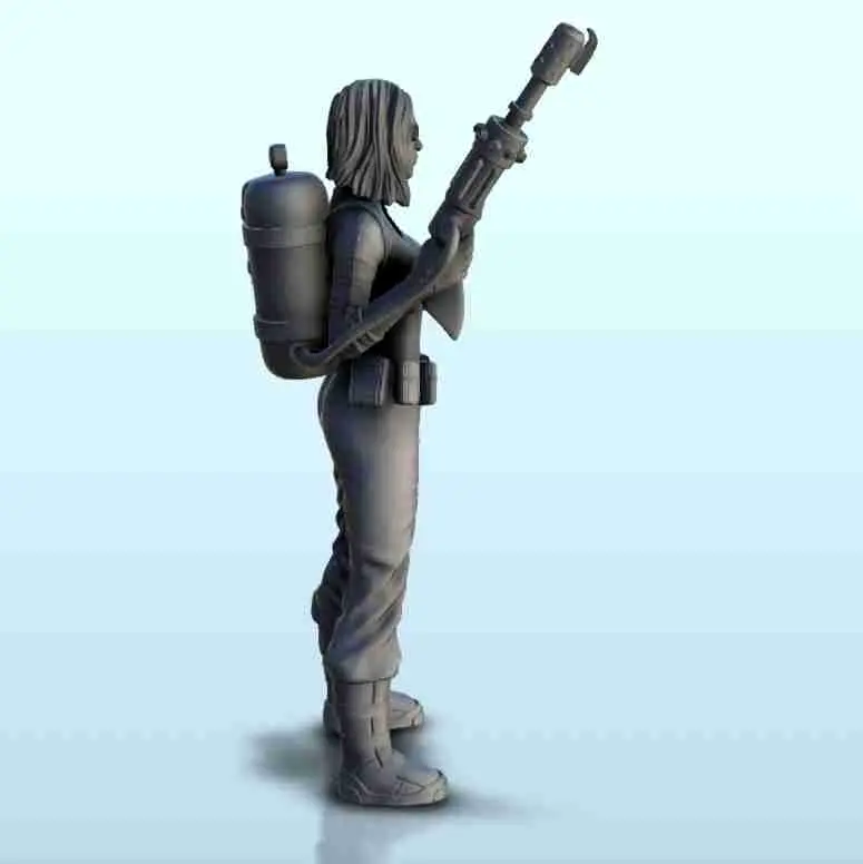 Punk woman with flamethrower 9 (+ supported version) - minia | 3D ...