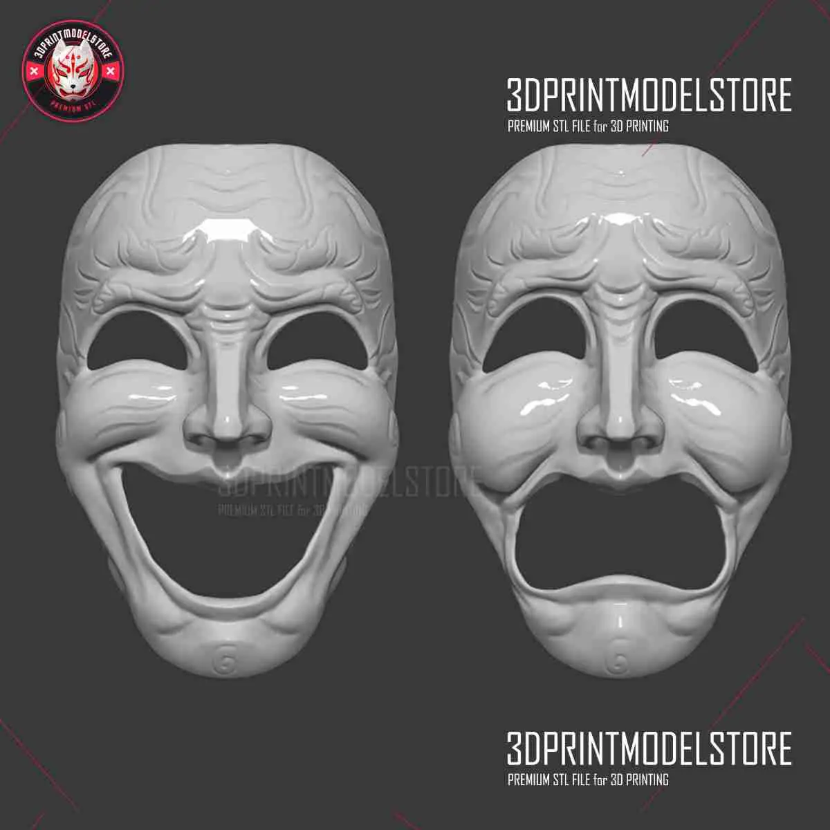 Cosplay STL Download - Comedy and Tragedy Theater Mask Set - Halloween ...