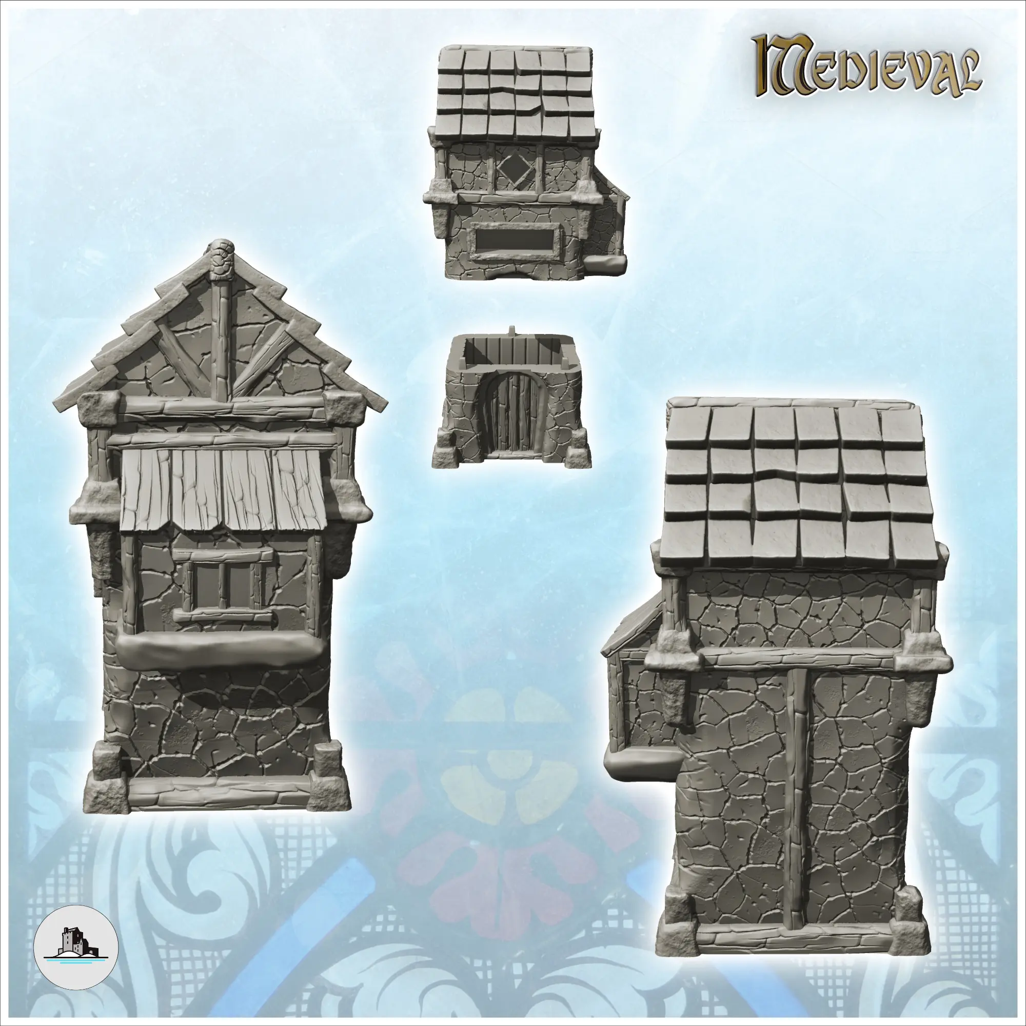 Tower with dried mud walls and side oriel (10) - miniatures | 3D models ...