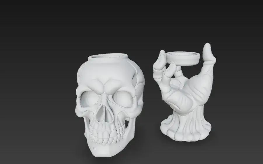 Tools & Spare Parts STL Download - Zombie Hand & Skull Candle Holder ...