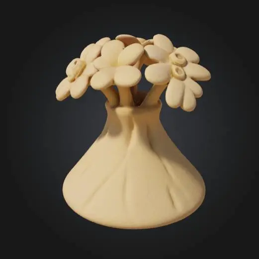 Home Decorations & Ornaments STL Download - Volcano vase with flowers ...
