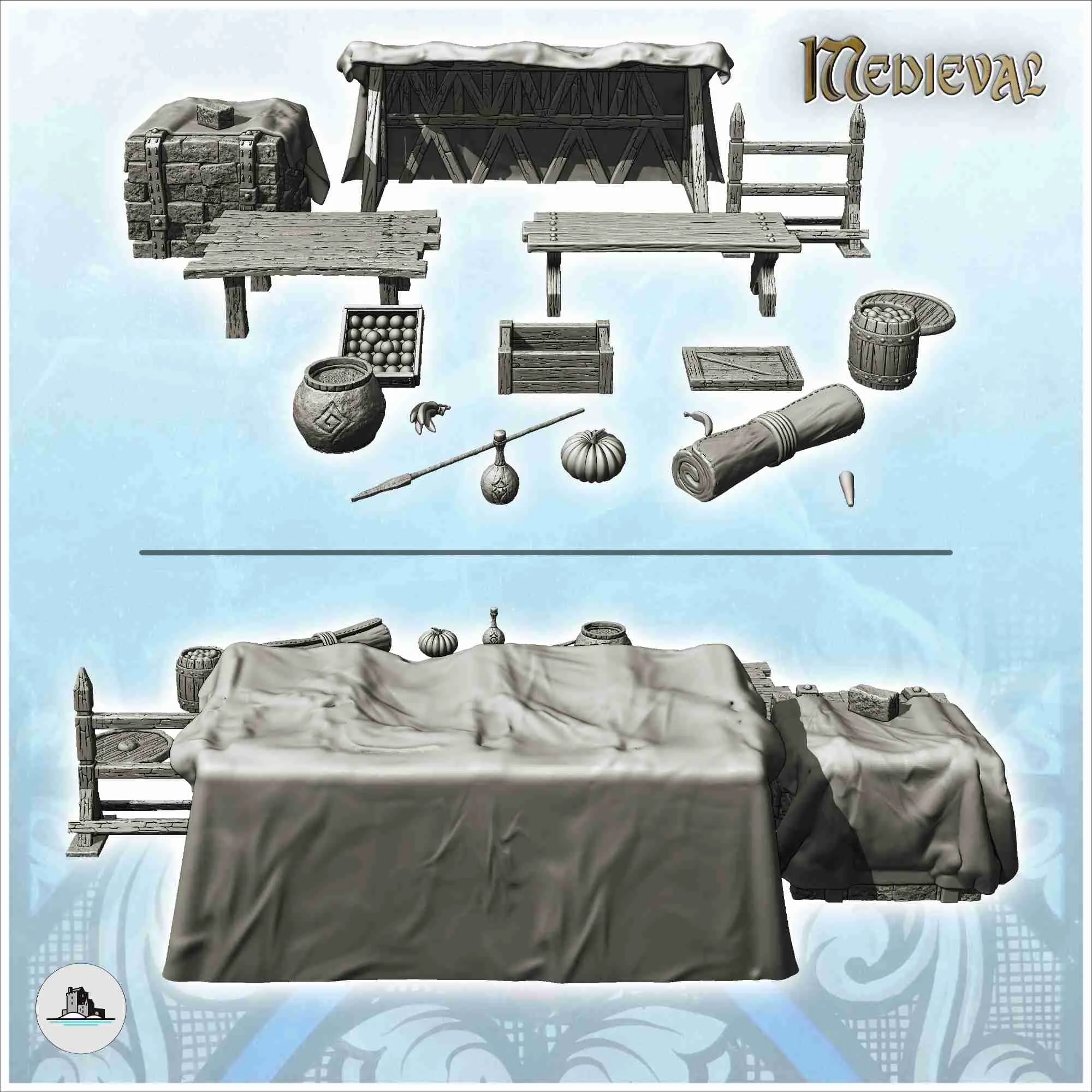 Other STL Download - Traveling merchant accessory set with tent and ...