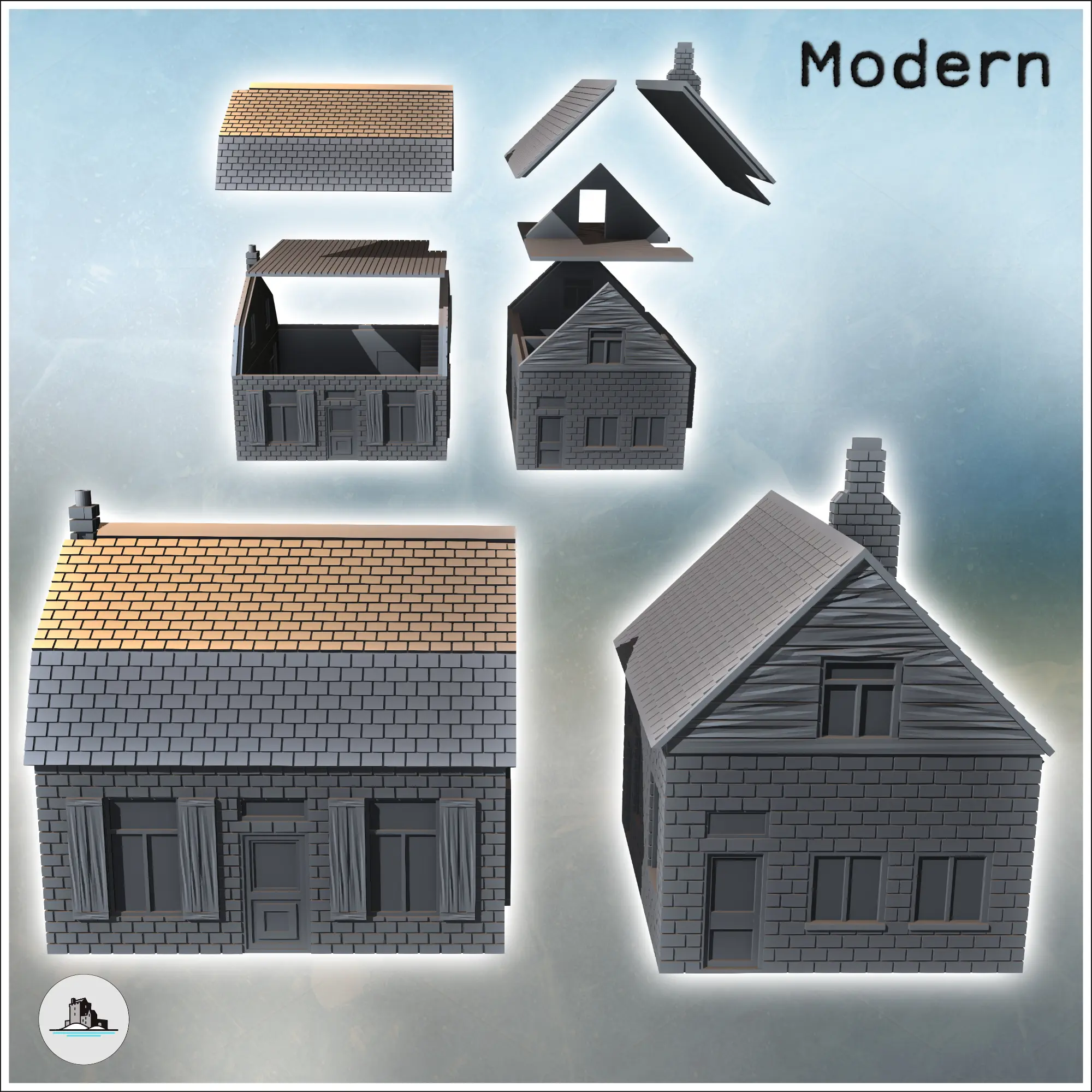 Set of houses on the Pont de Son (Netherlands) - miniatures | 3D models ...