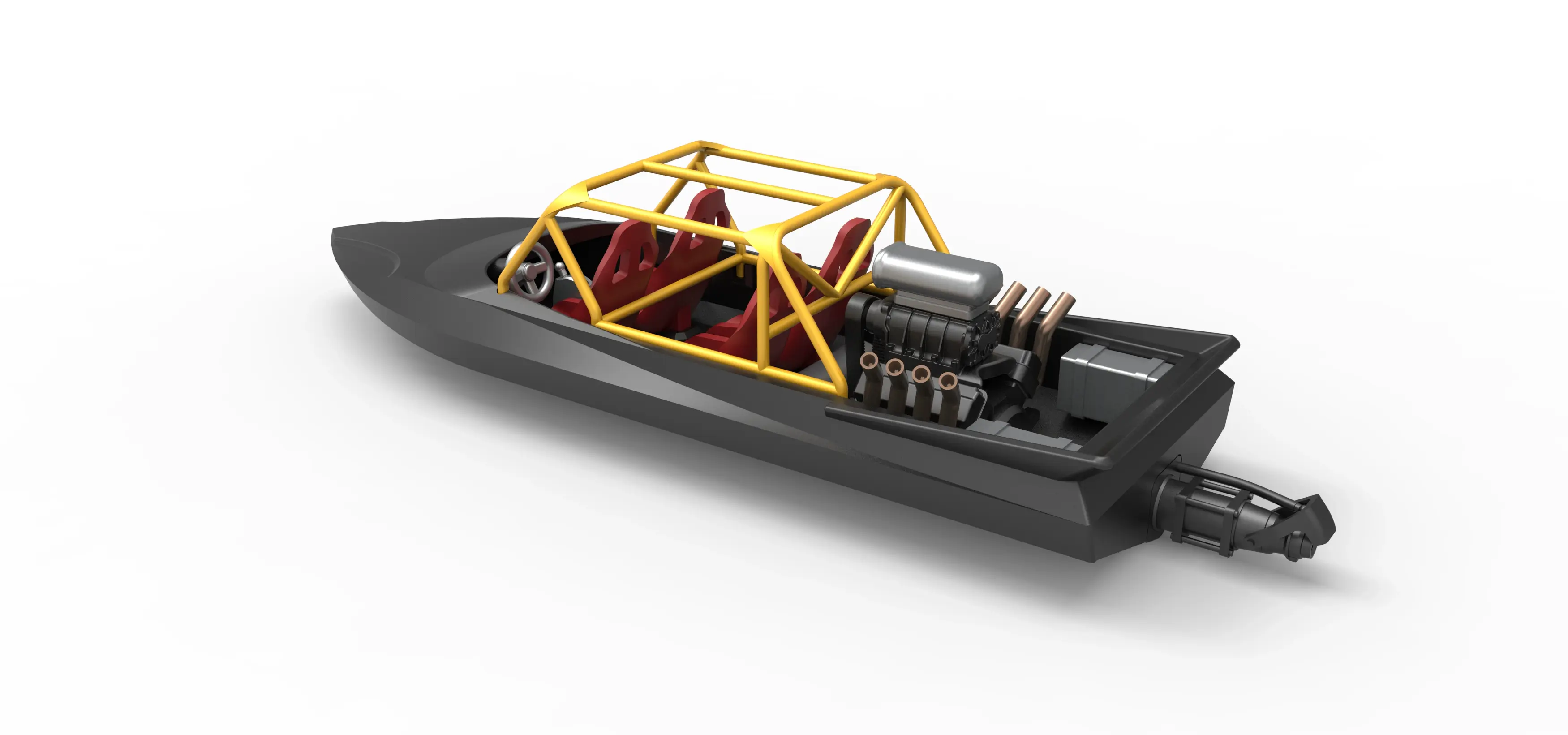Vehicles & Machinery STL Download - Quad Jet sprint boat Scale 1:25by ...