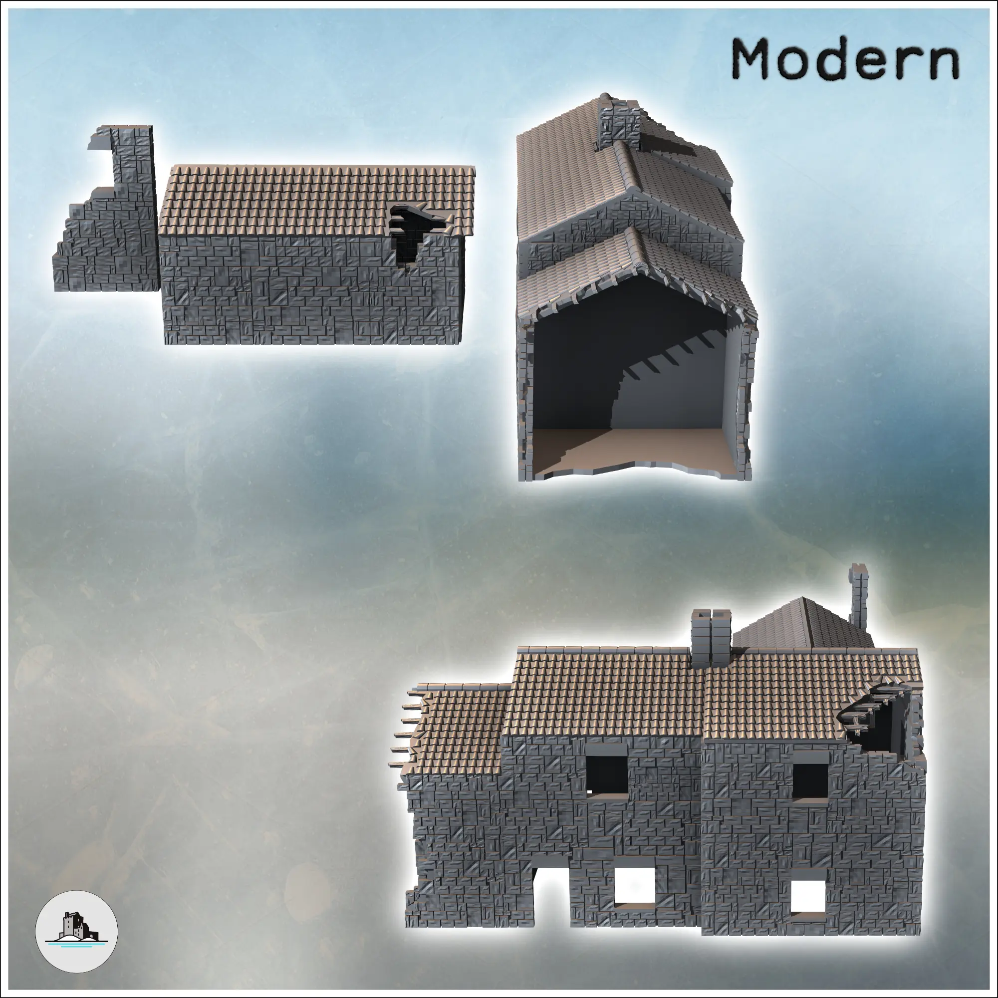 Other STL Download - Set of Stone Farm Buildings with Tile Roof (20 ...