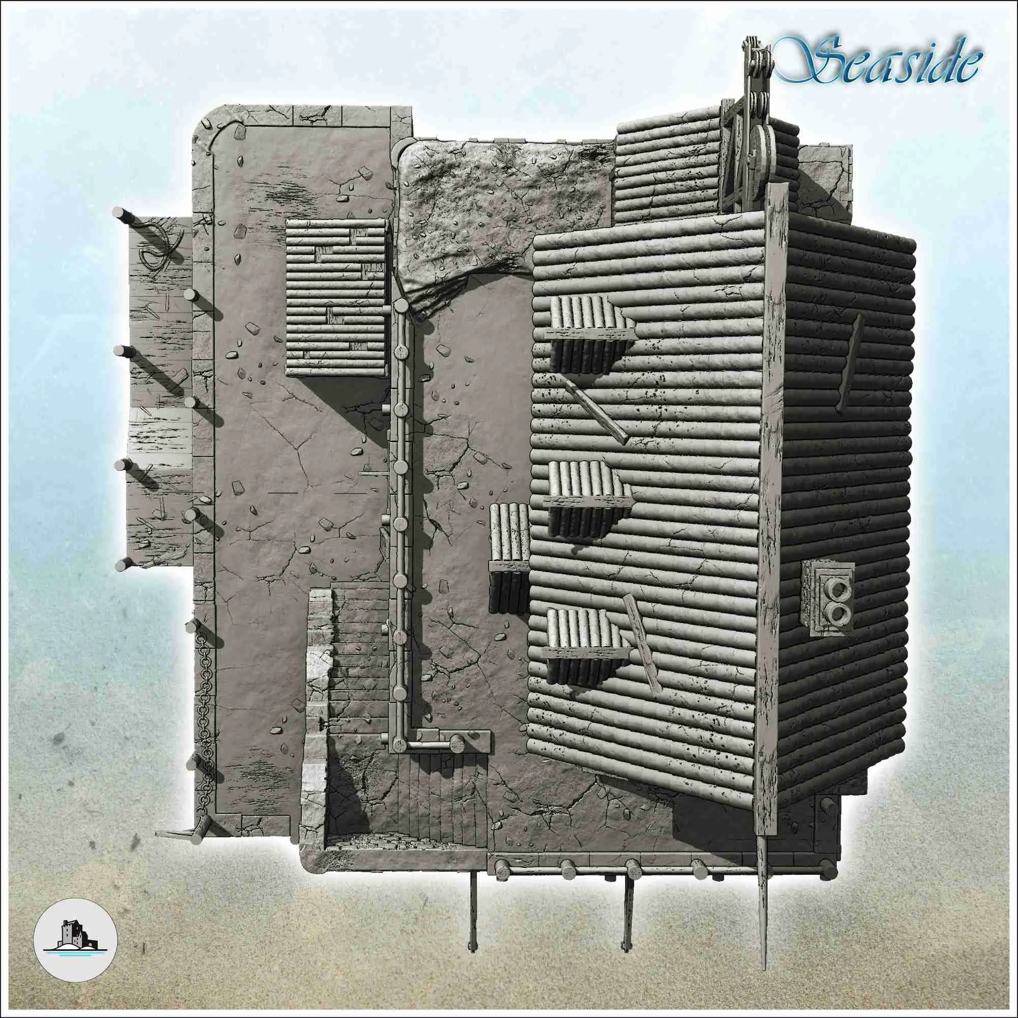 Large medieval building on stone platform with port (9) - sc | 3D ...