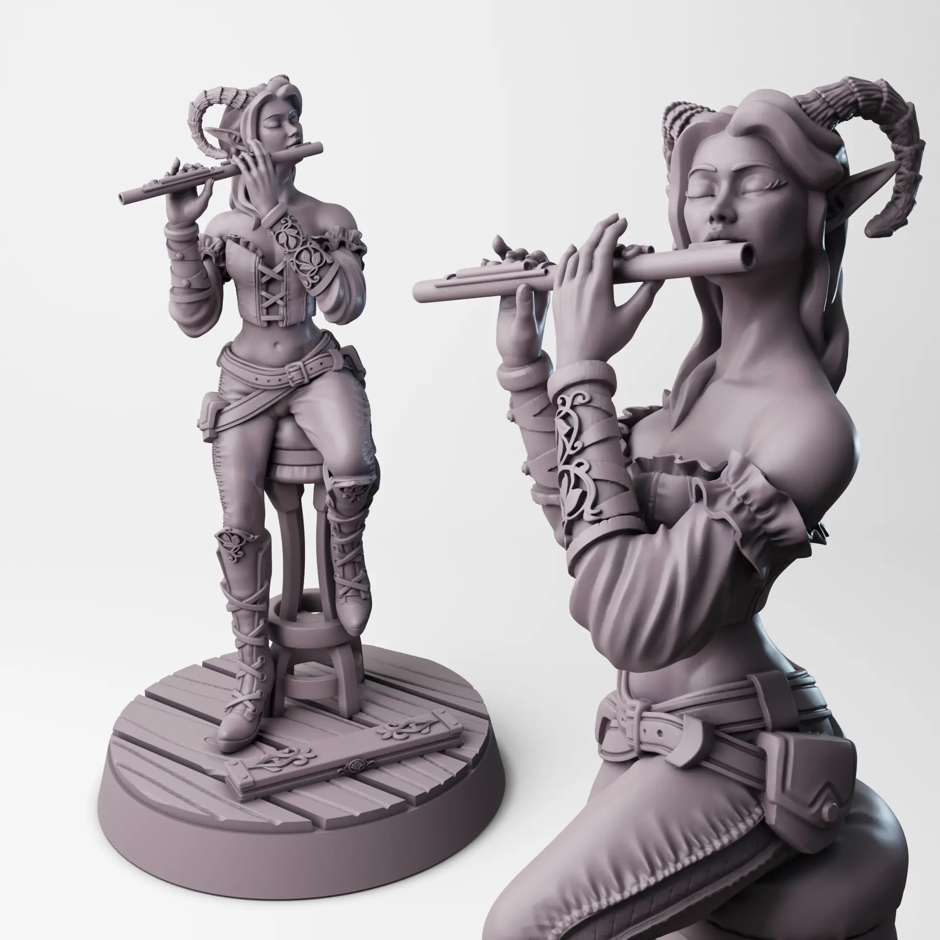 Other STL Download - Tiefling Bard | Flute Playing Hellspawn Hero | Tabletop RPGby Forge of Many ...