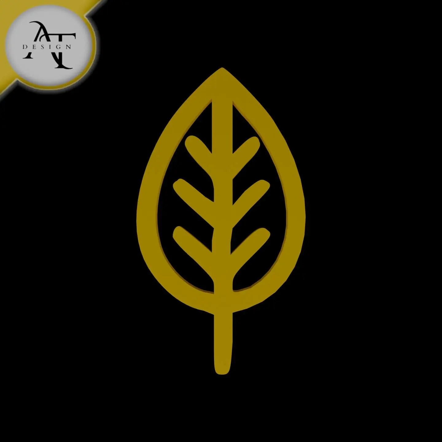 Free Digital Art STL Download - Simple Leaf Symbol - 2D Artby AT Design