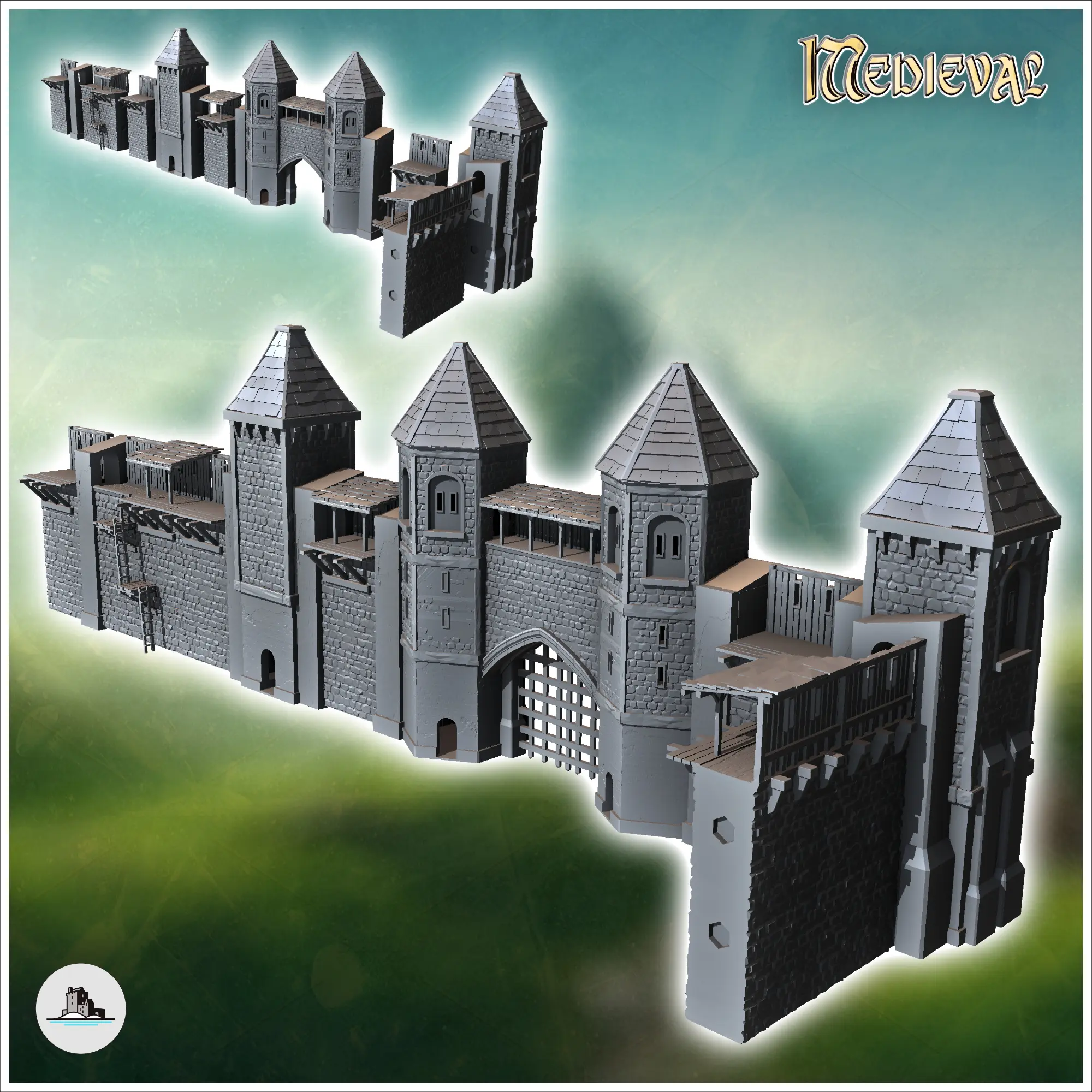 Props & Terrain STL Download - Modular set of medieval defensive walls ...