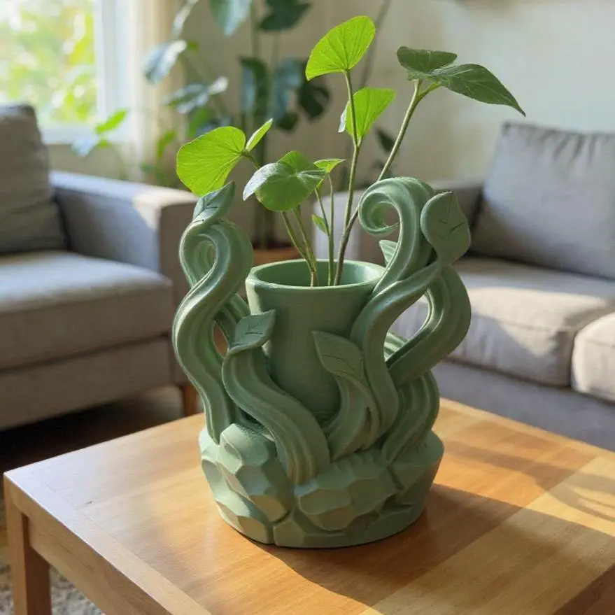 3D Printer Files | 3MF File | Vine Planter with Leafy Swirls | Creality ...