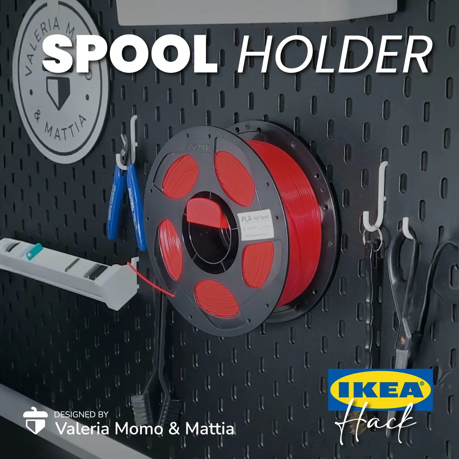 3D Printer Files | 3MF File | IKEA Skadis Hack – Spool Holder, Smart ...