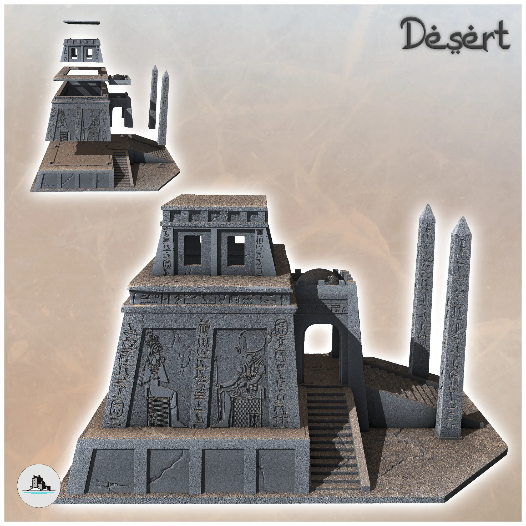 Props & Terrain STL Download - Egyptian Temple with Double Obelisk and ...