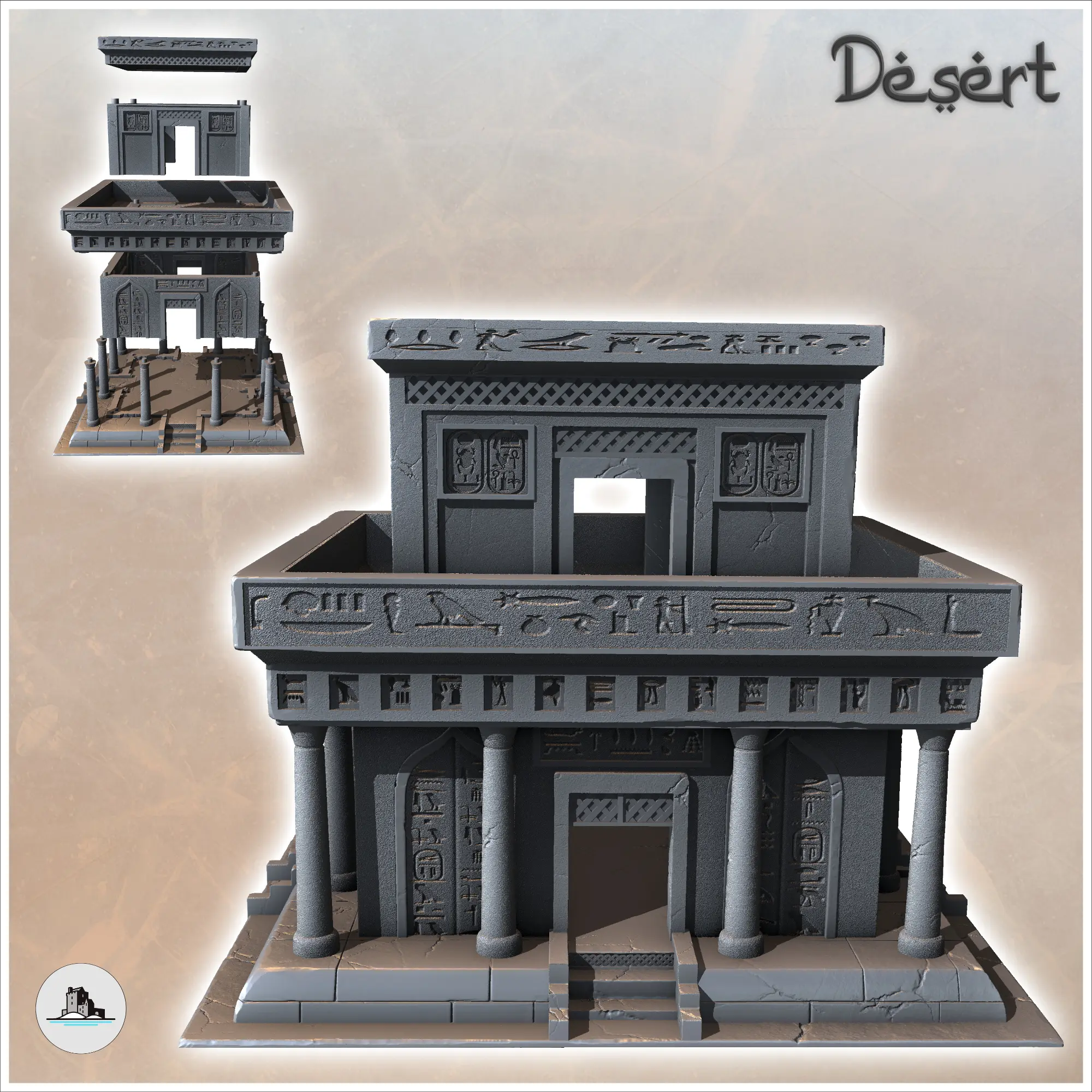 Props & Terrain STL Download - Egyptian Stone Temple with Access Stairs ...