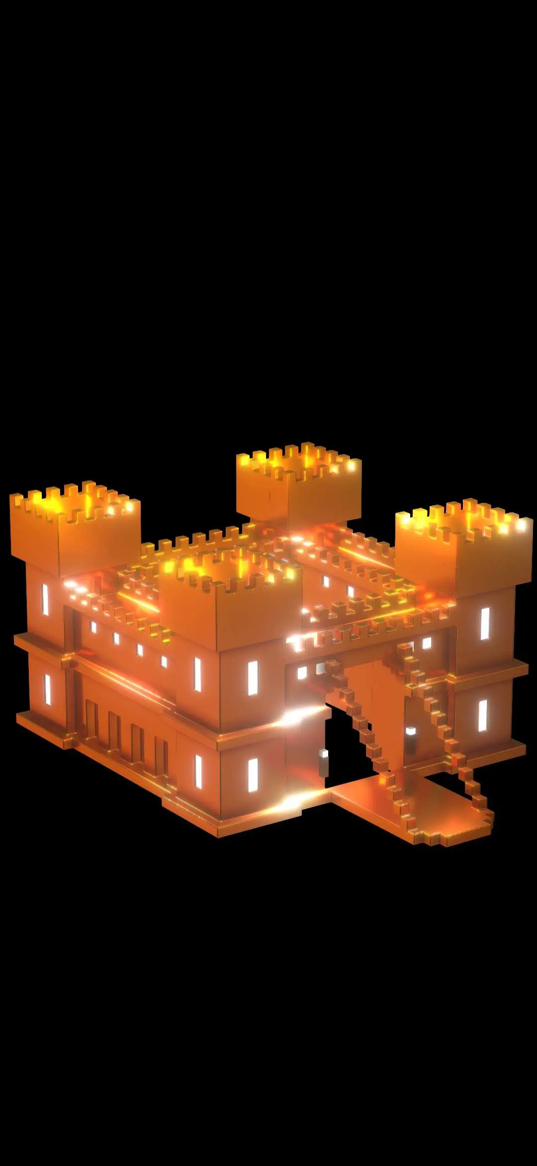 Props & Terrain STL Download - Castle made of cubes with open gates and ...