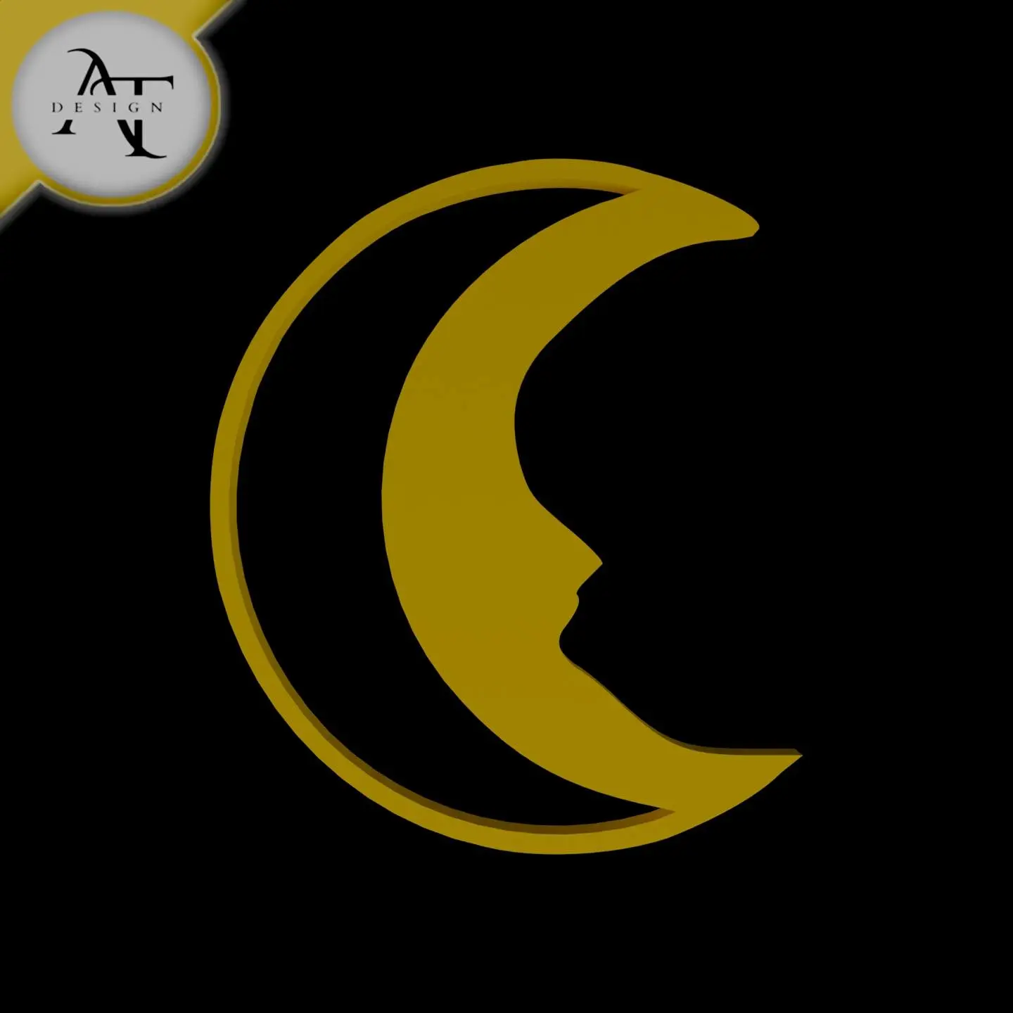 Free Digital Art STL Download - Simple Moon Symbol - 2D Artby AT Design