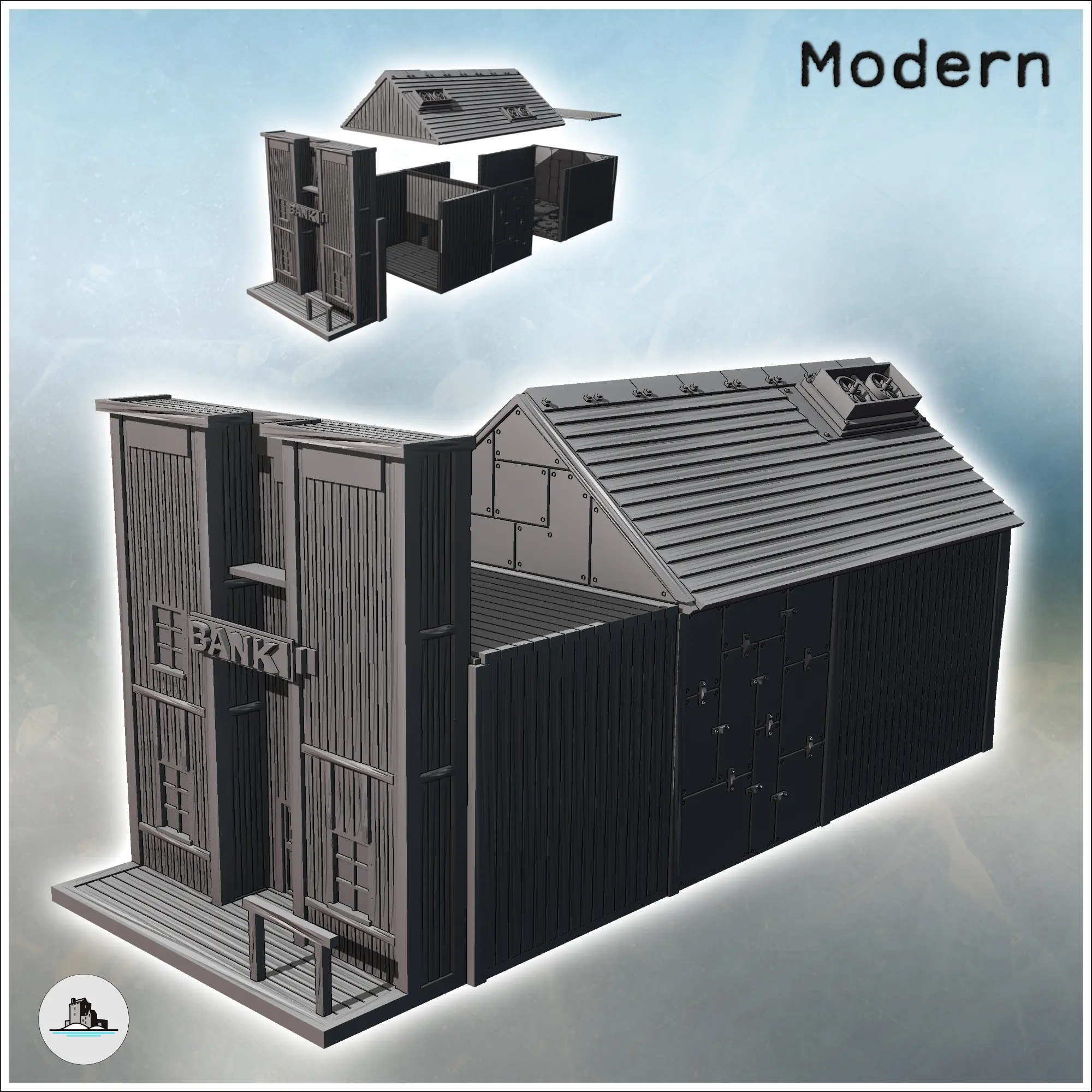 Miniatures STL Download - Futuristic western-style bank building with ...