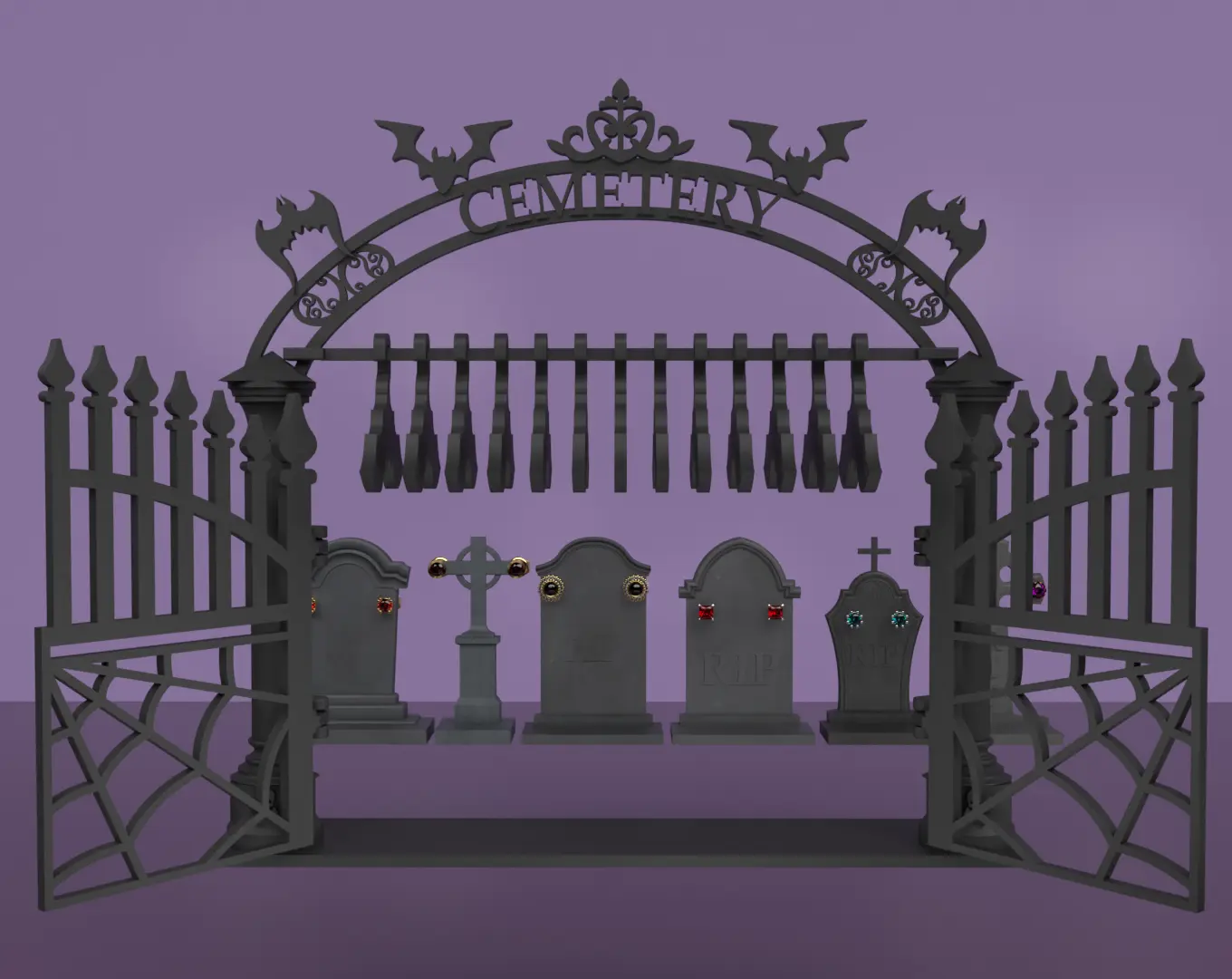Digital Art STL Download - Haunted Cemetery Themed Jewelry Display By ...