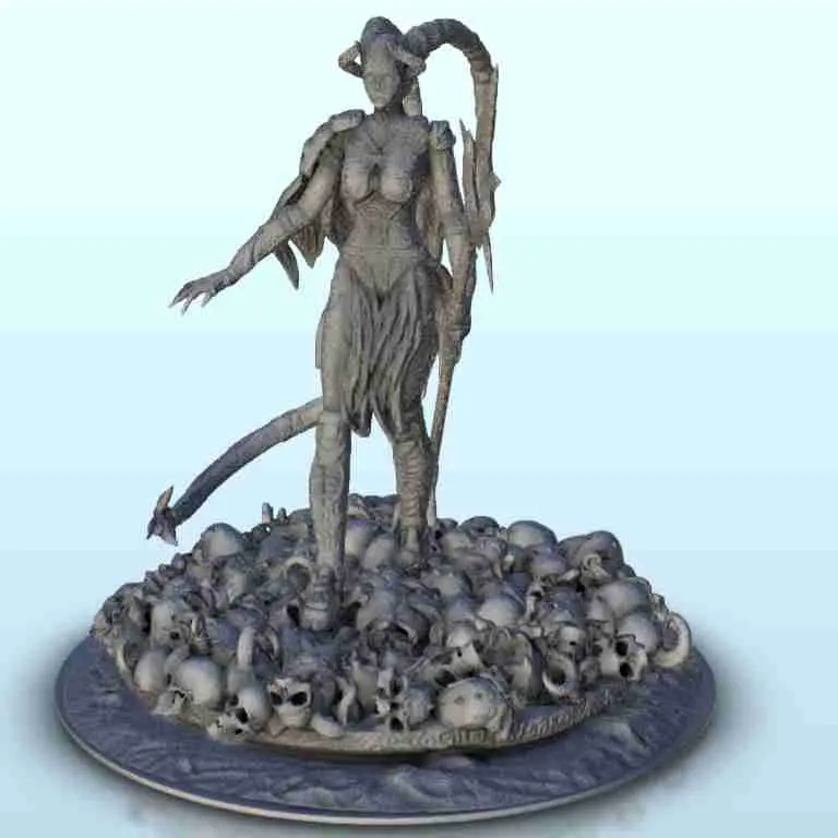 Daemonette with horns and spear - figure dark miniatures war | 3D ...