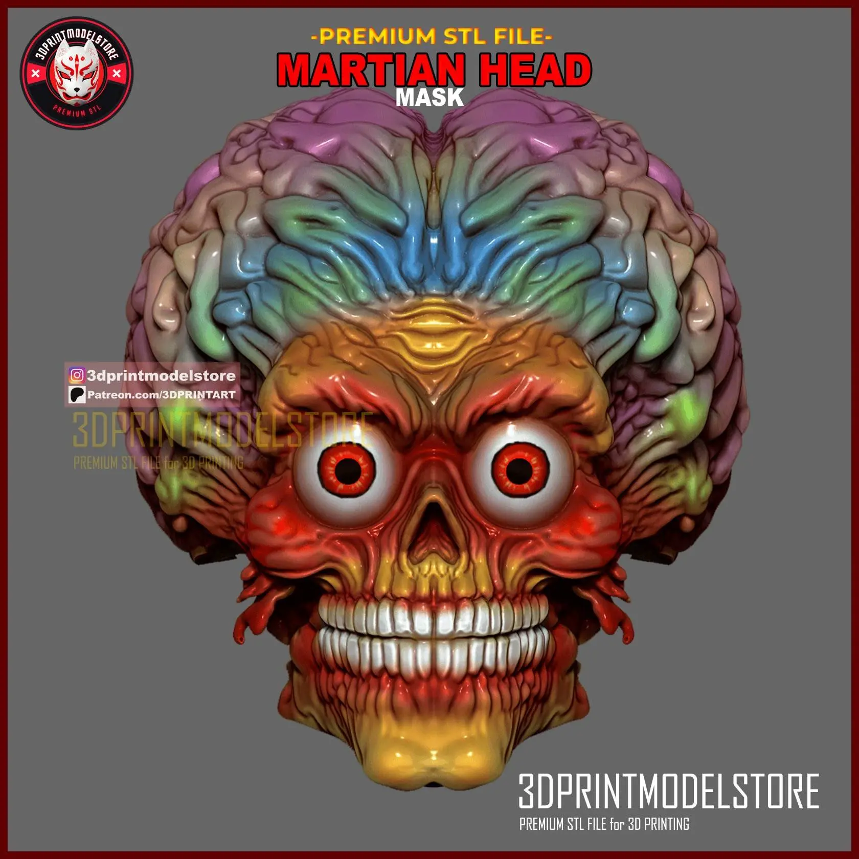 Cosplay STL Descarga - Martian Head Mask - Mars Attacks Cosplay Mask ...