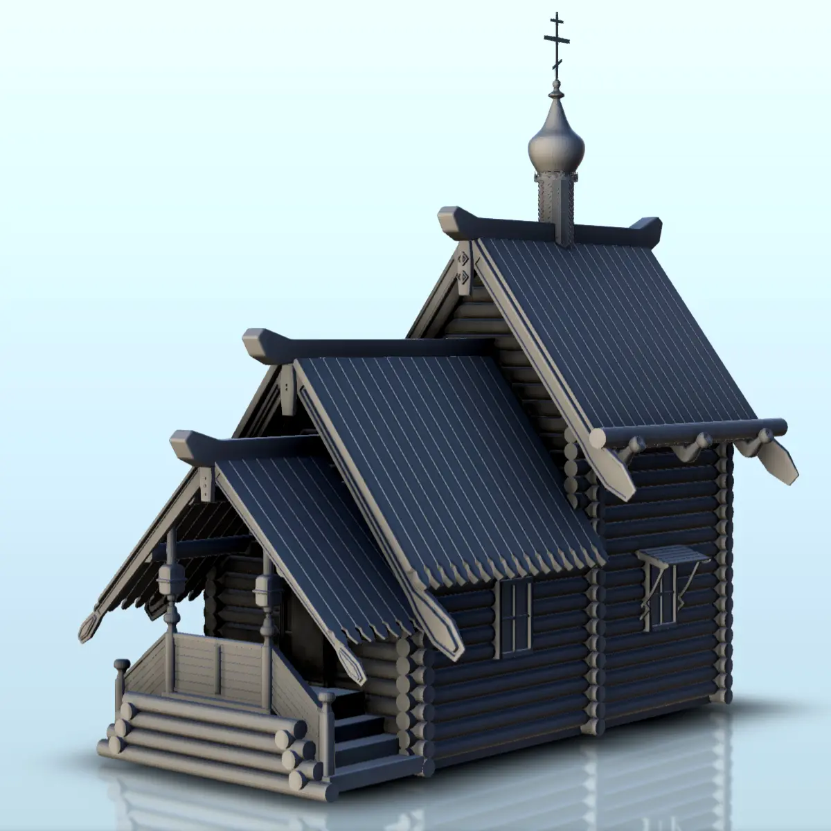 Props & Terrain STL Download - Slavic wooden church with canopy and ...