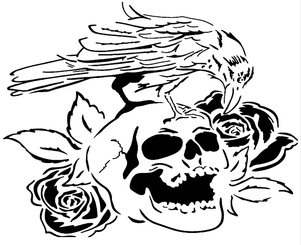 Free Digital Art STL Download - Crow Skull stencil 5by SMT_M 🦊