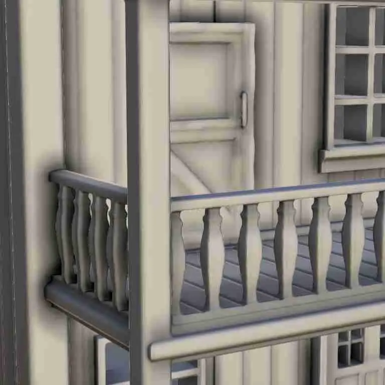 Props & Terrain STL Download - Wild West house with balcony 2 - western ...