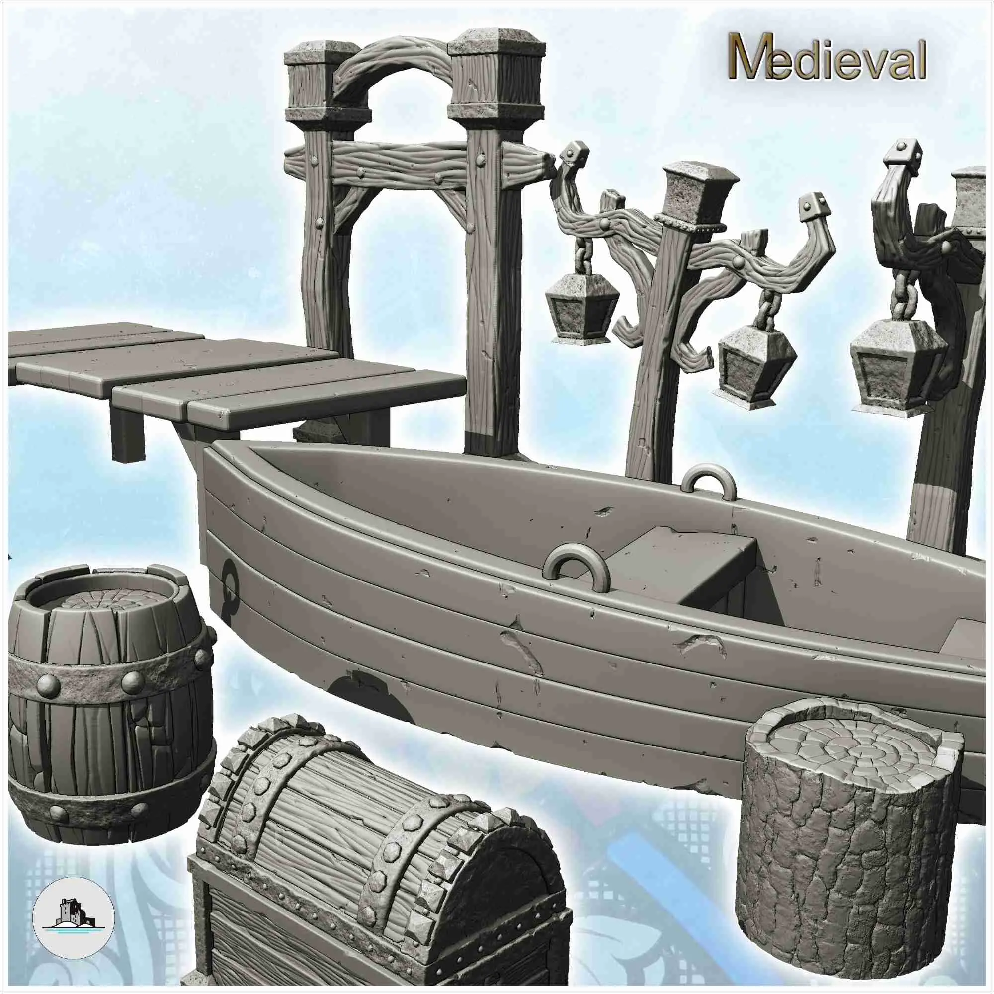 Props & Terrain STL Download - Fish shop accessory set with boat and ...