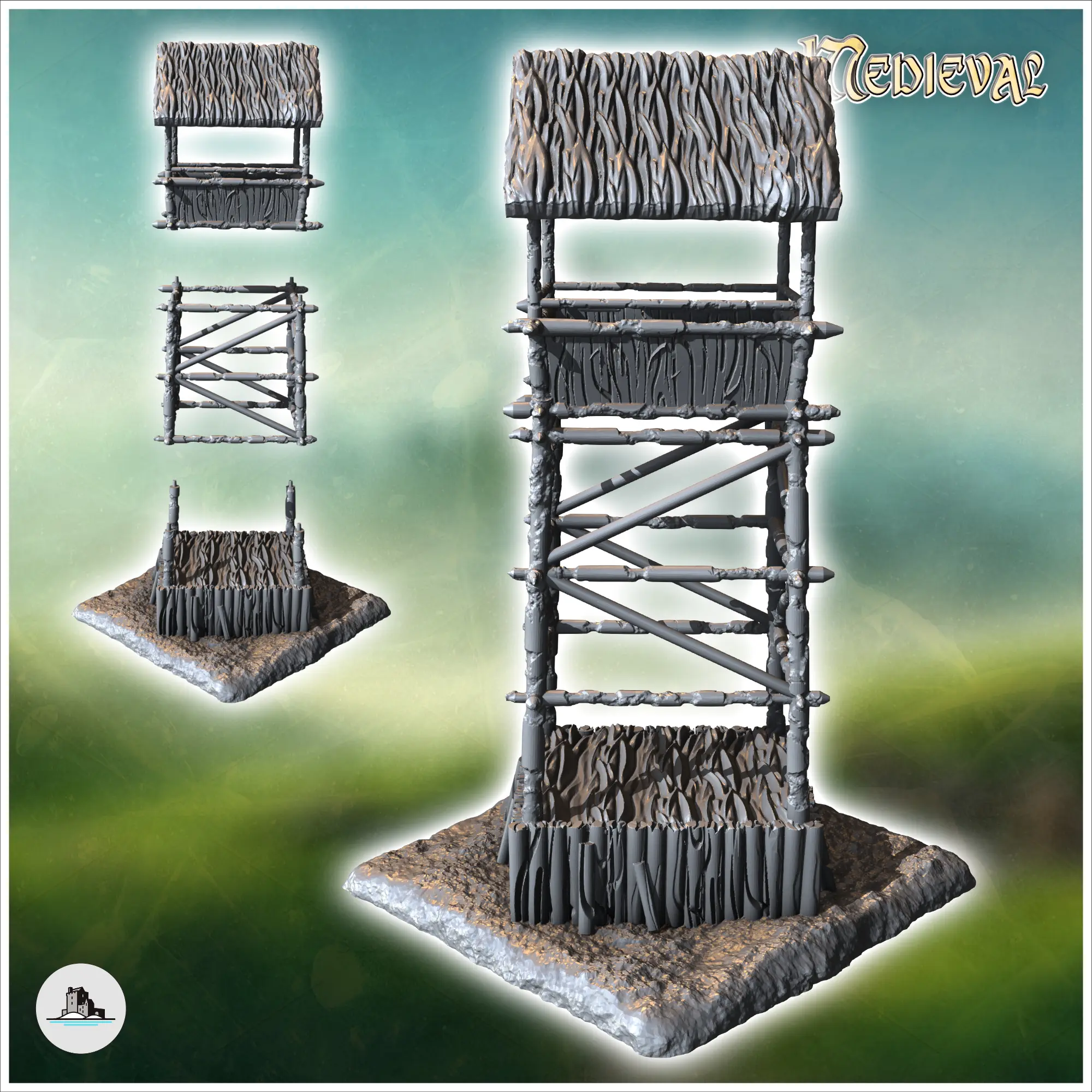 Other STL Download - Medieval wooden post on platform with guard post ...