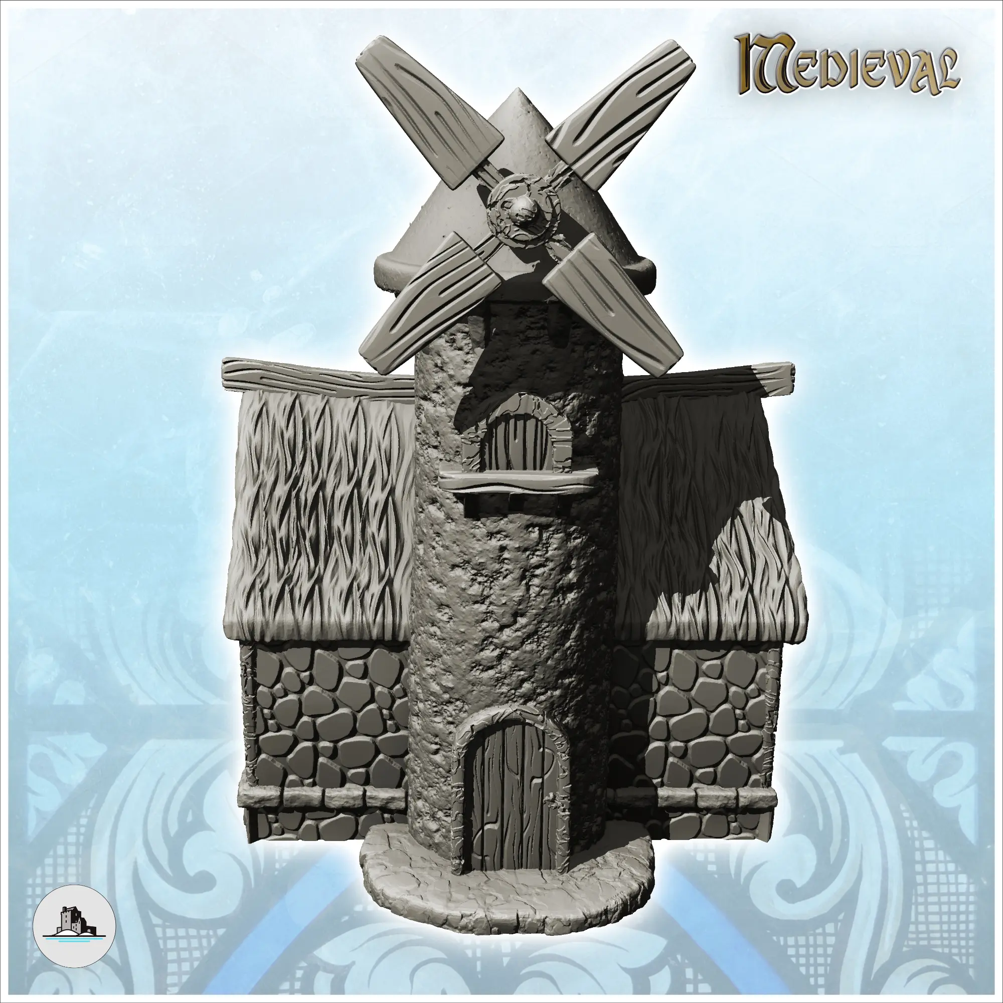 Medieval stone windmill with annexed tower and floor (24) - | 3D models ...