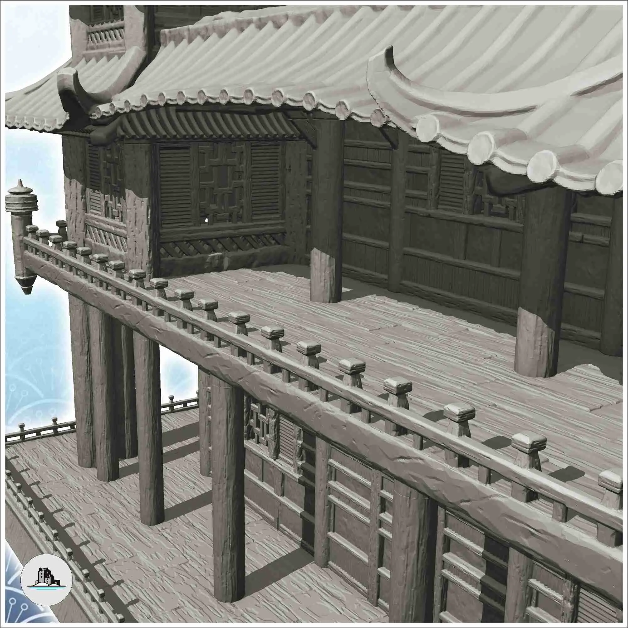 Other STL Download - Big Asian palace with main tower and triple floors ...