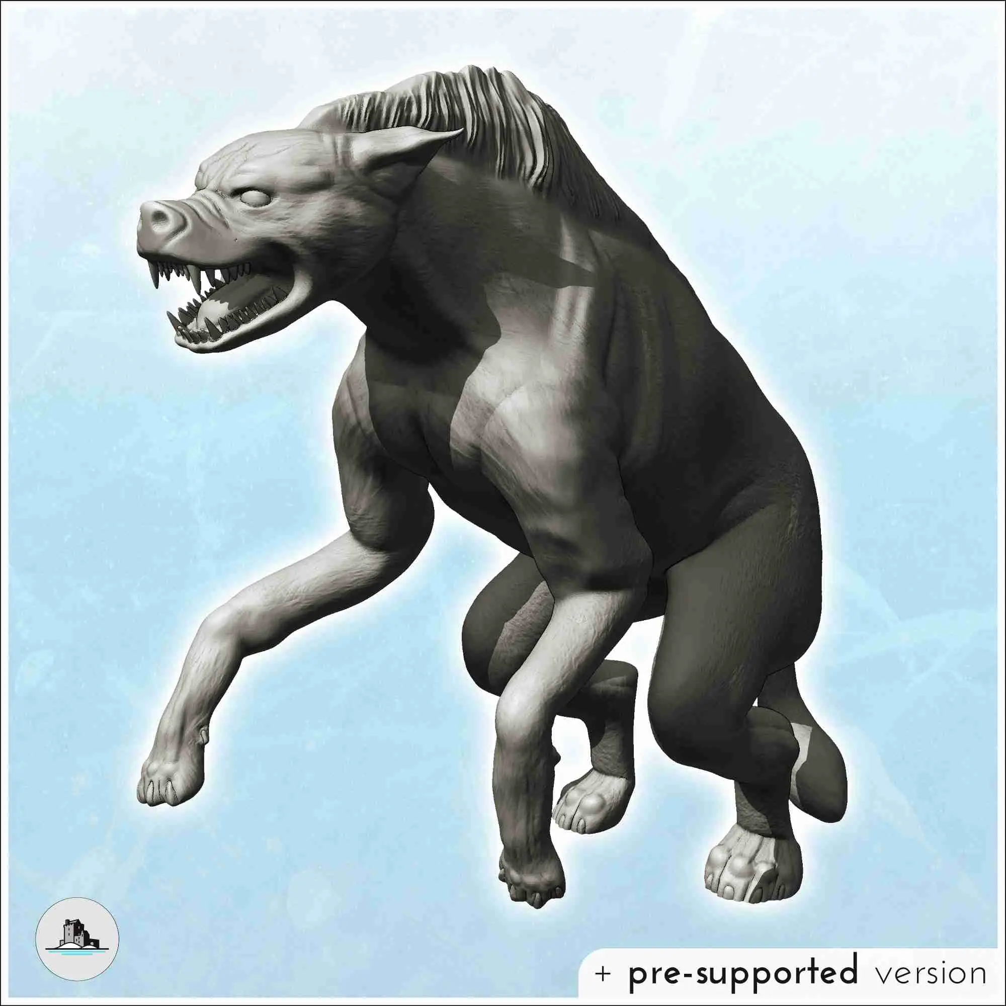 Characters & Creatures STL Download - Threatening raised hyena (13 ...