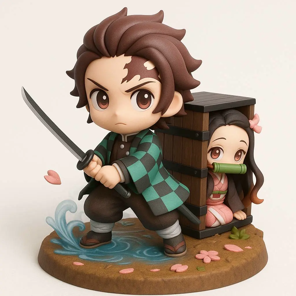 Other STL ダウンロード - Tanjiro & Nezuko Diorama – Chibi Demon Slayer Statue ...