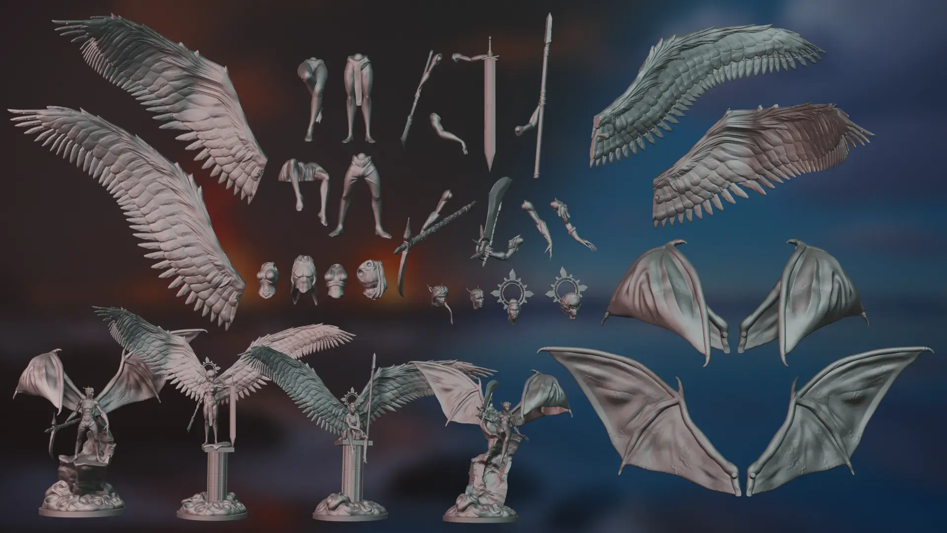 Game Props STL Download - Miniatures Heaven and Abyssby Abe Illustrations
