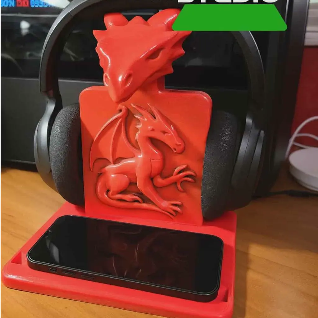 3D Printer Files | 3MF File | Dragon Headphone Phone Holder Stand Video ...