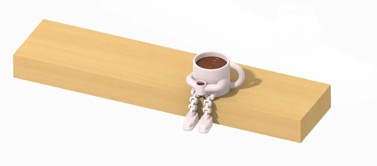 Sculptures & Artworks STL Download - ☕ Coffee Cup Man – Funny Sitting Mug 3D Print STLby STDESIGN