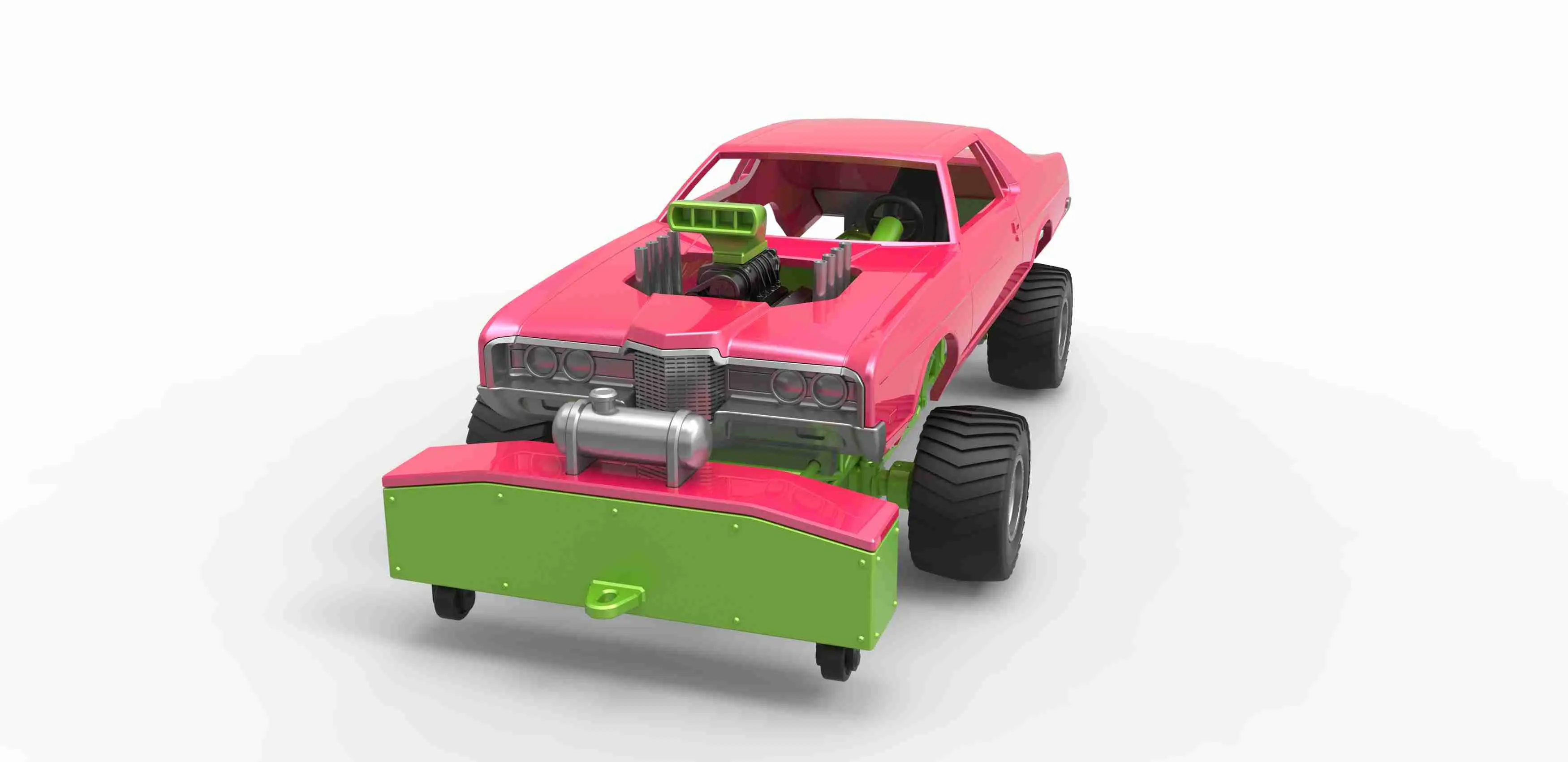 Pulling truck 4wd with Car shell Scale 1:25 | 3D models download ...