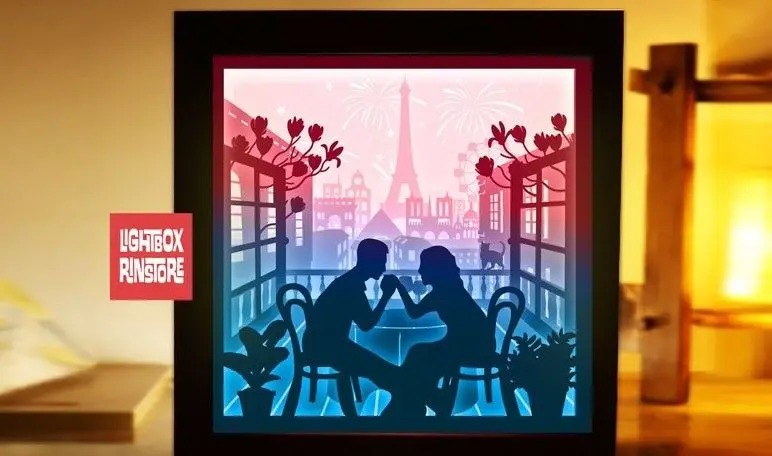 Digital Art STL Download - Love in French Paris light box (shadow box ...
