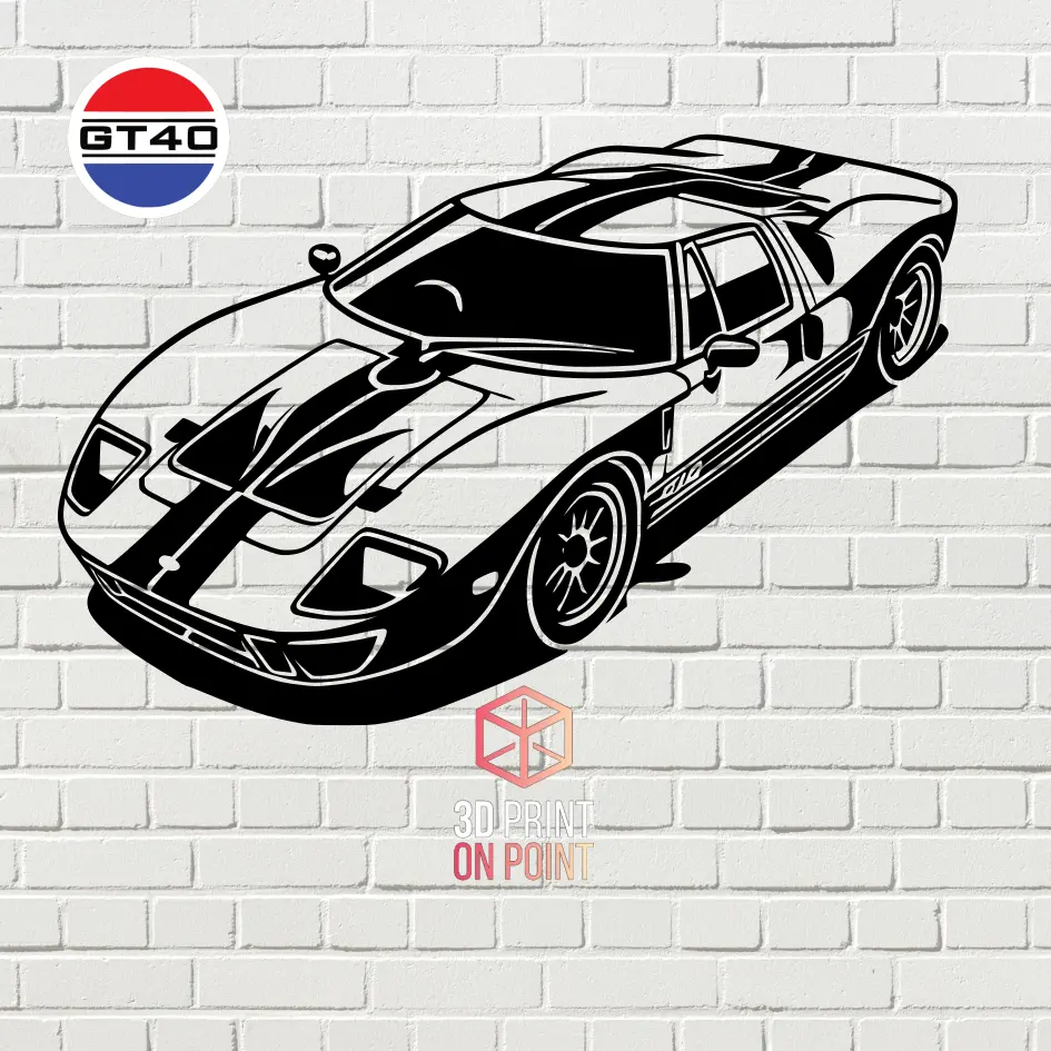 3D Printer Files | 3MF File | FORD GT40 VINTAGE - 2D WALL ART #3 ...
