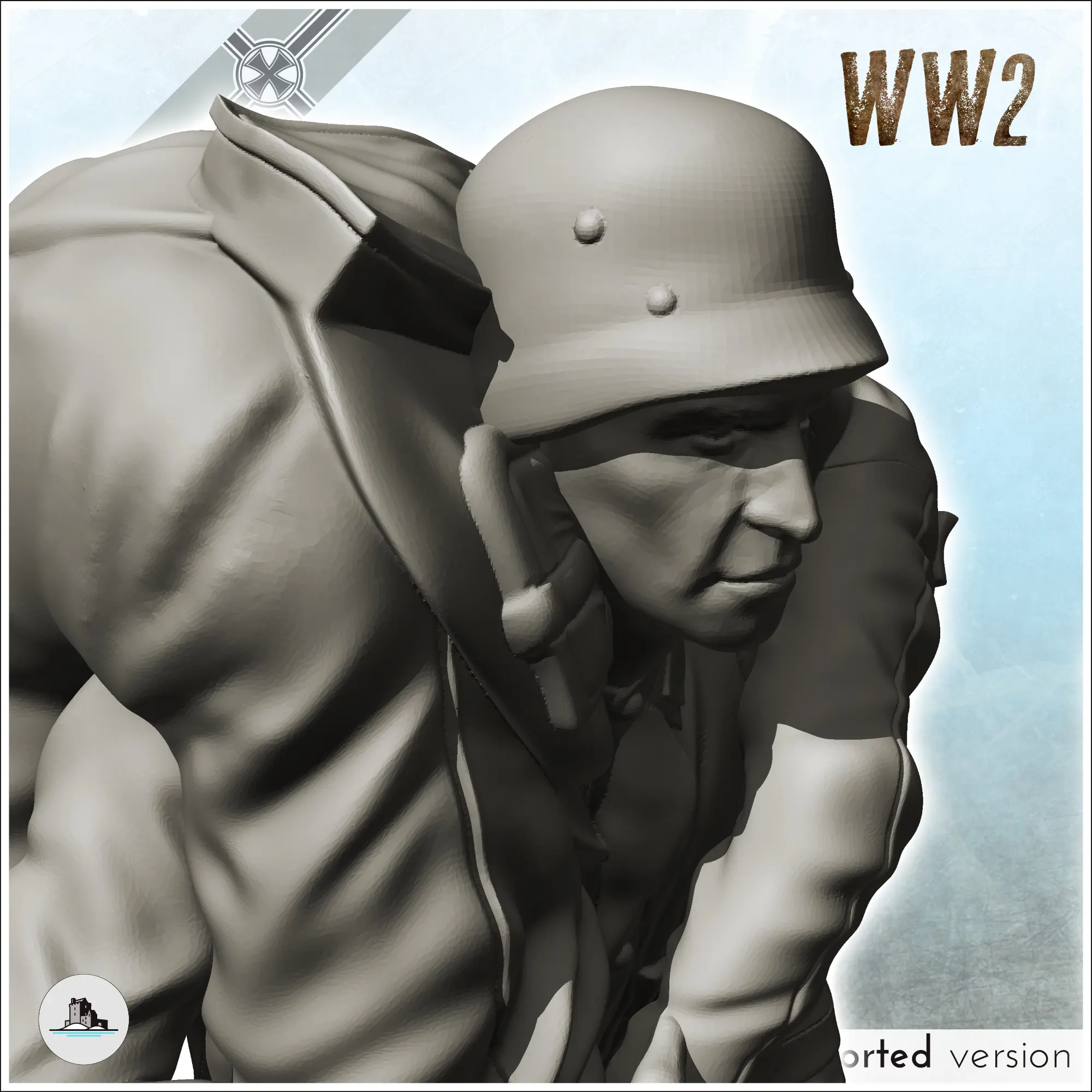 Other STL Download - German soldier with rifle carrying wounded man (14 ...