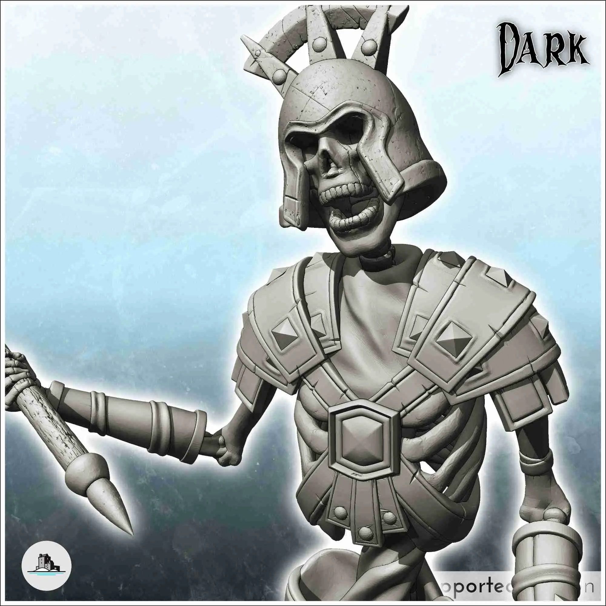 Characters & Creatures STL Download - Skeletal undead with double clubs ...