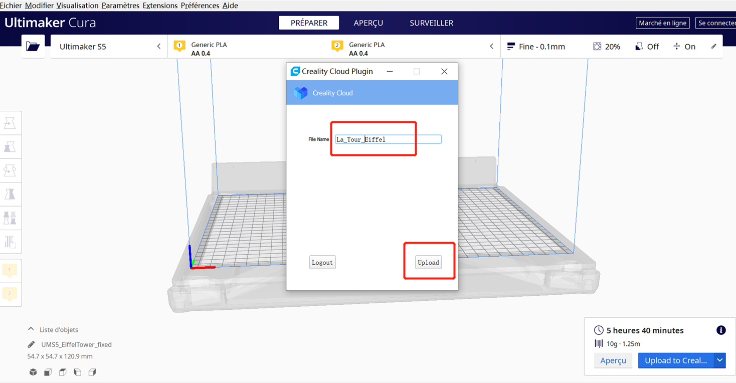 Comment importer le G-code vers Creality Cloud à partir d'Ultimaker Cura?