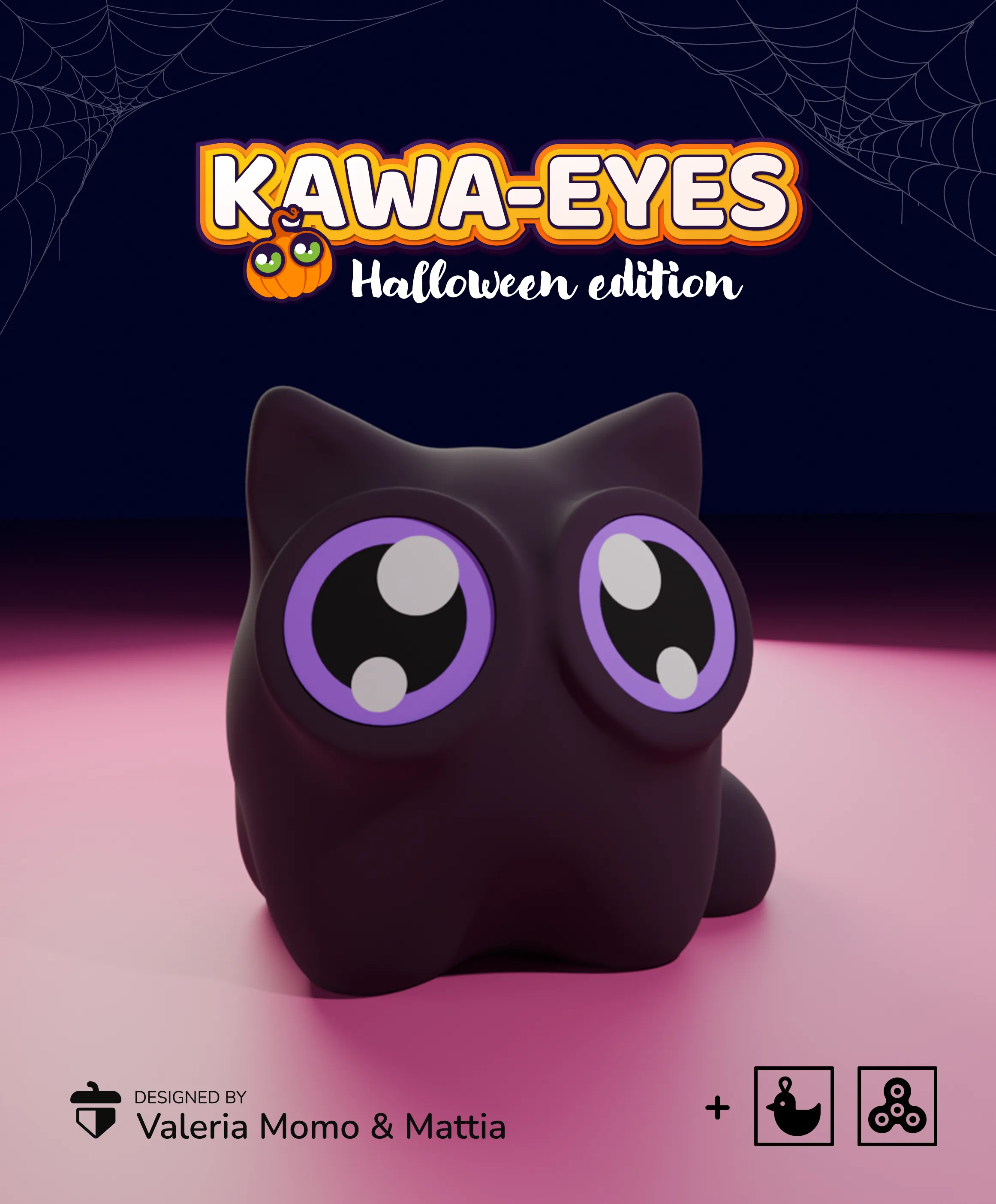 Kawa-eyes Cat🎃 Keychain & Fidget! | 3D models download | Creality Cloud