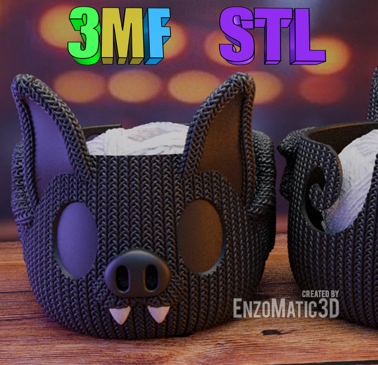 Home Decorations & Ornaments STL Download - bowl knitted Bat Crochet ...