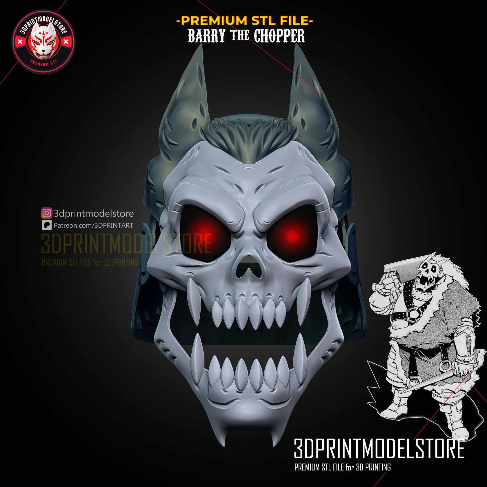 Cosplay STL Download - Barry The Chopper Skull Mask - Full Metal ...