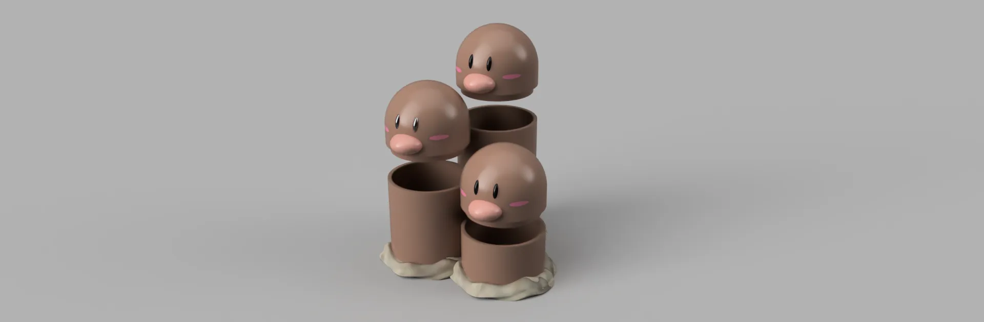 Pokemon 0051 Dugtrio pot plant or mug | 3D models download | Creality Cloud