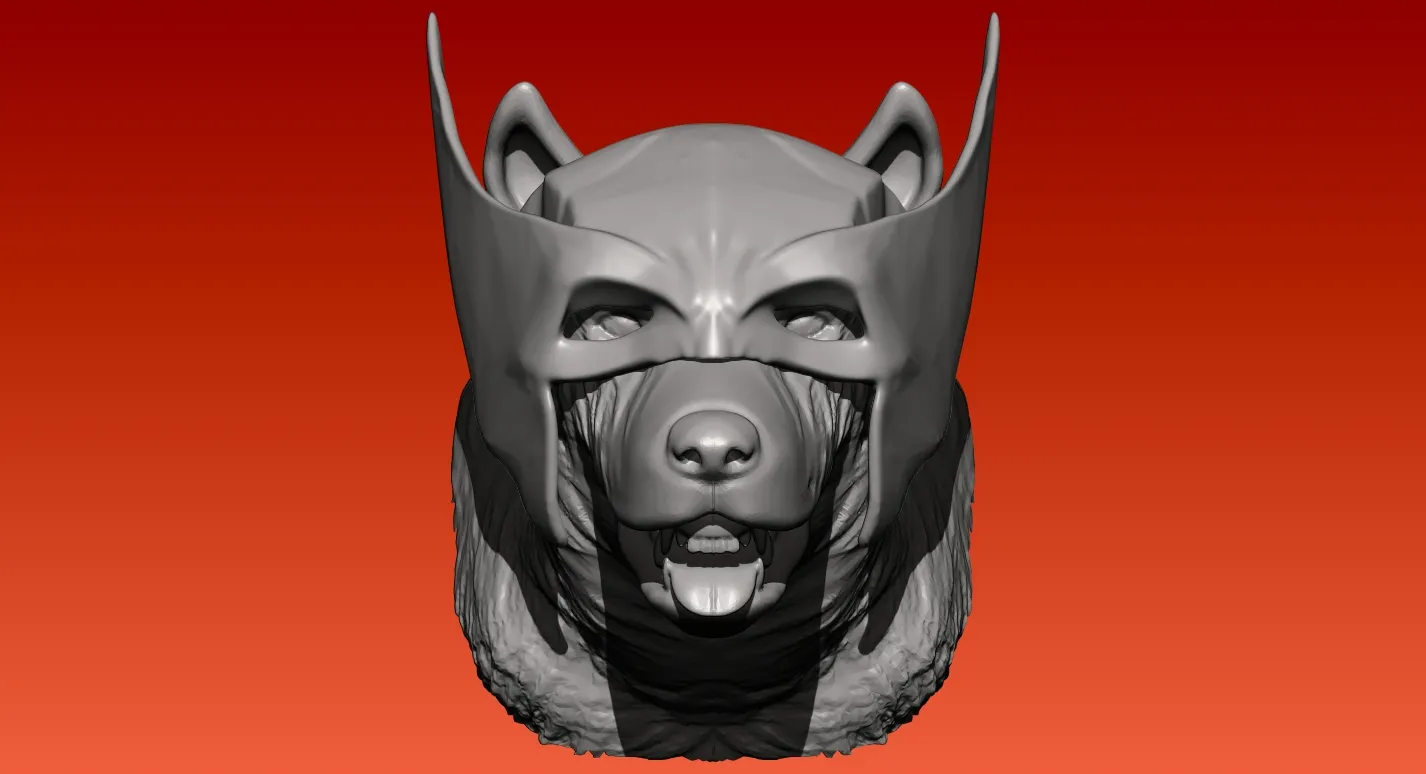 Characters & Creatures STL Download - Werewolf Mask For Pets statue ...